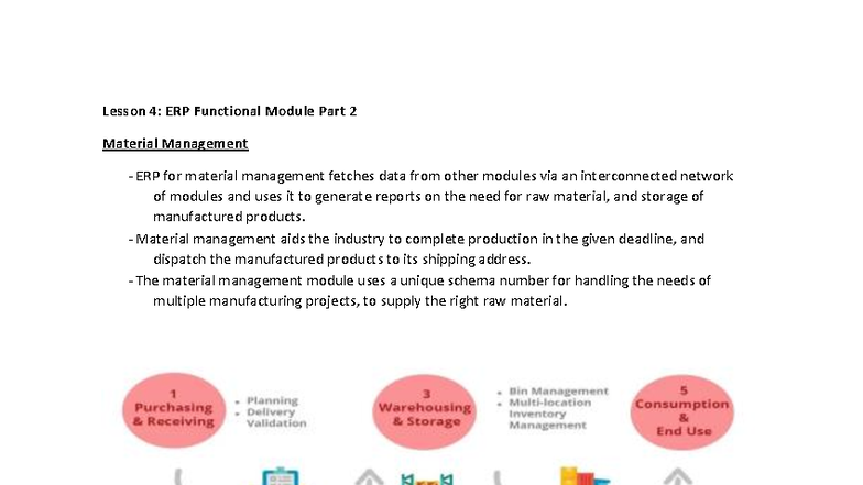 Lesson 4: ERP Functional Module P2 - Material Management Insights - Studocu