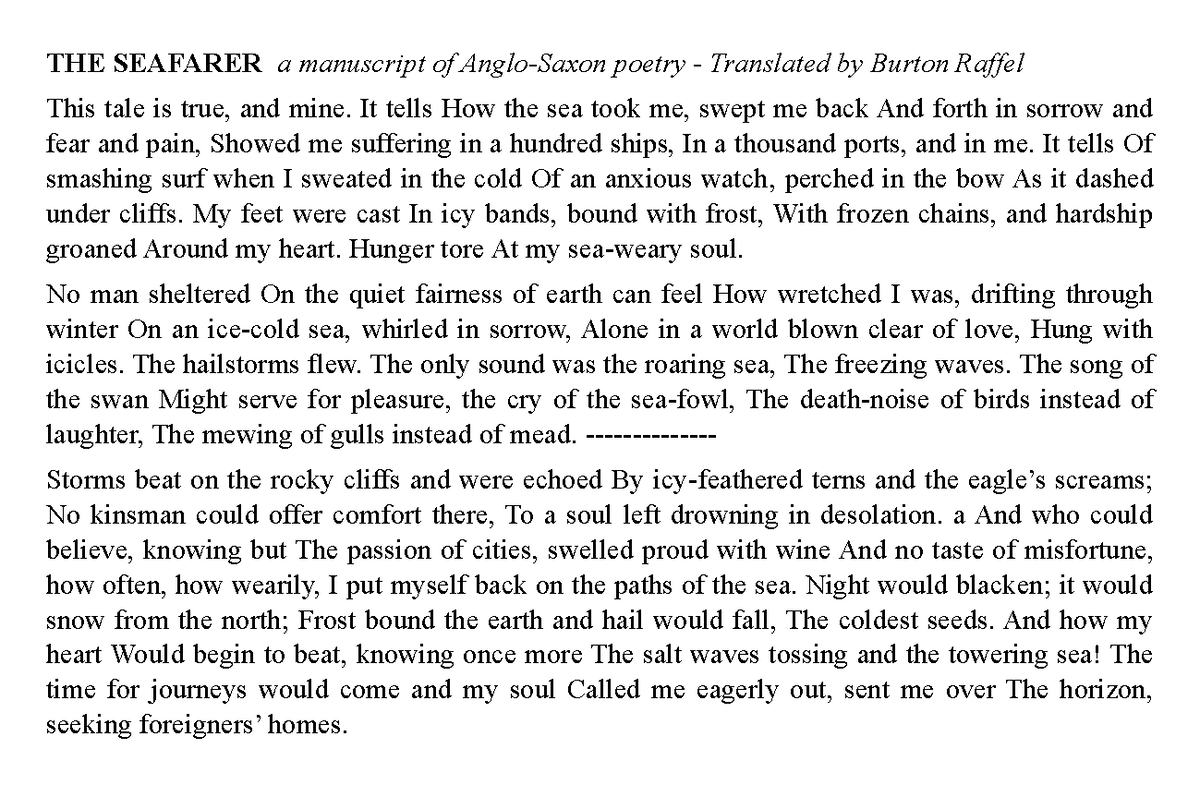 THE Seafarer THE Wanderer Manuscript - THE SEAFARER a manuscript of ...