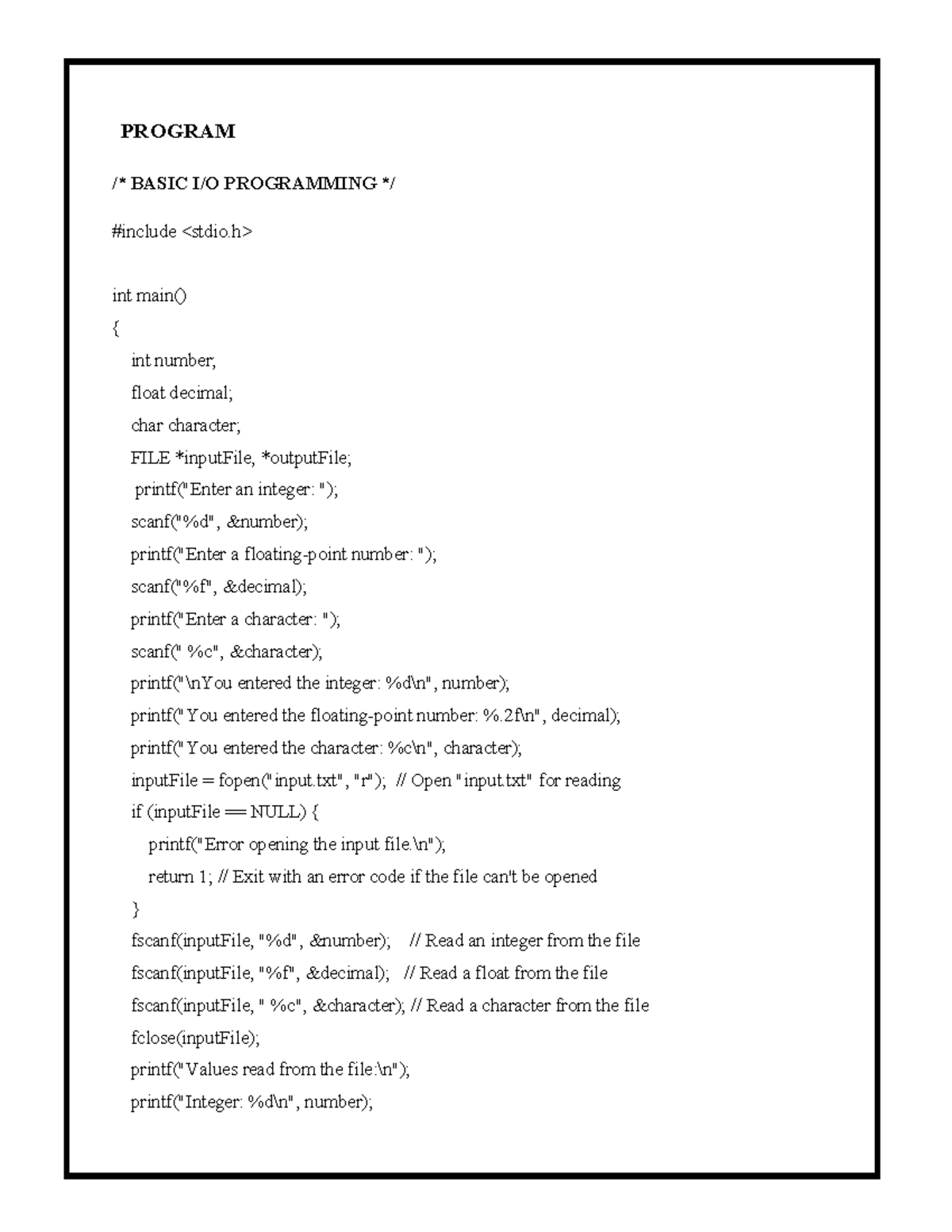 Basic Programming in C: Program-1 Overview - Studocu
