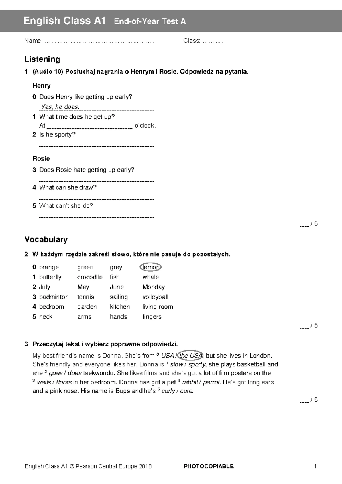 English Class A2+ End-of-Year Test Audioscript Review - Studocu