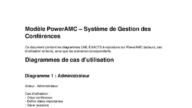 Diagrammes UML pour Système de Gestion des Conférences - PowerAMC - Studocu
