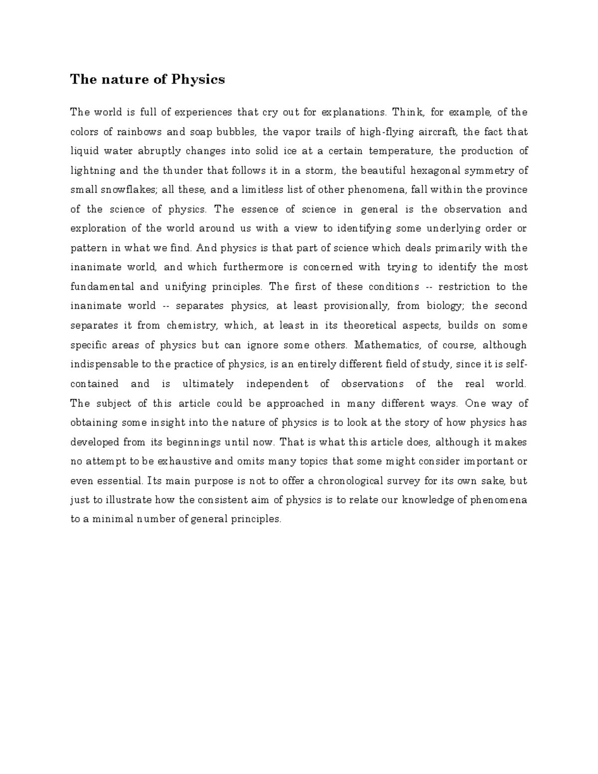 Nature of physics - Lecture notes 6 - The nature of Physics The world ...