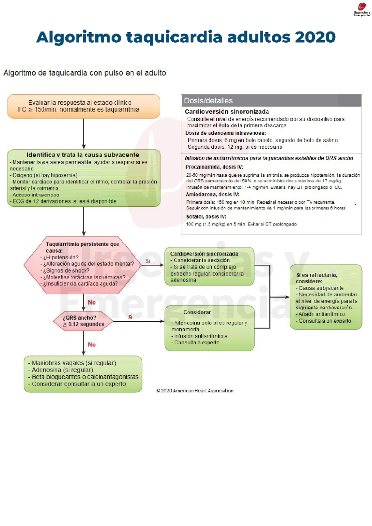 Algoritmo de Taquicardia en Adultos 2020 - Urgencias y Emergencias ...