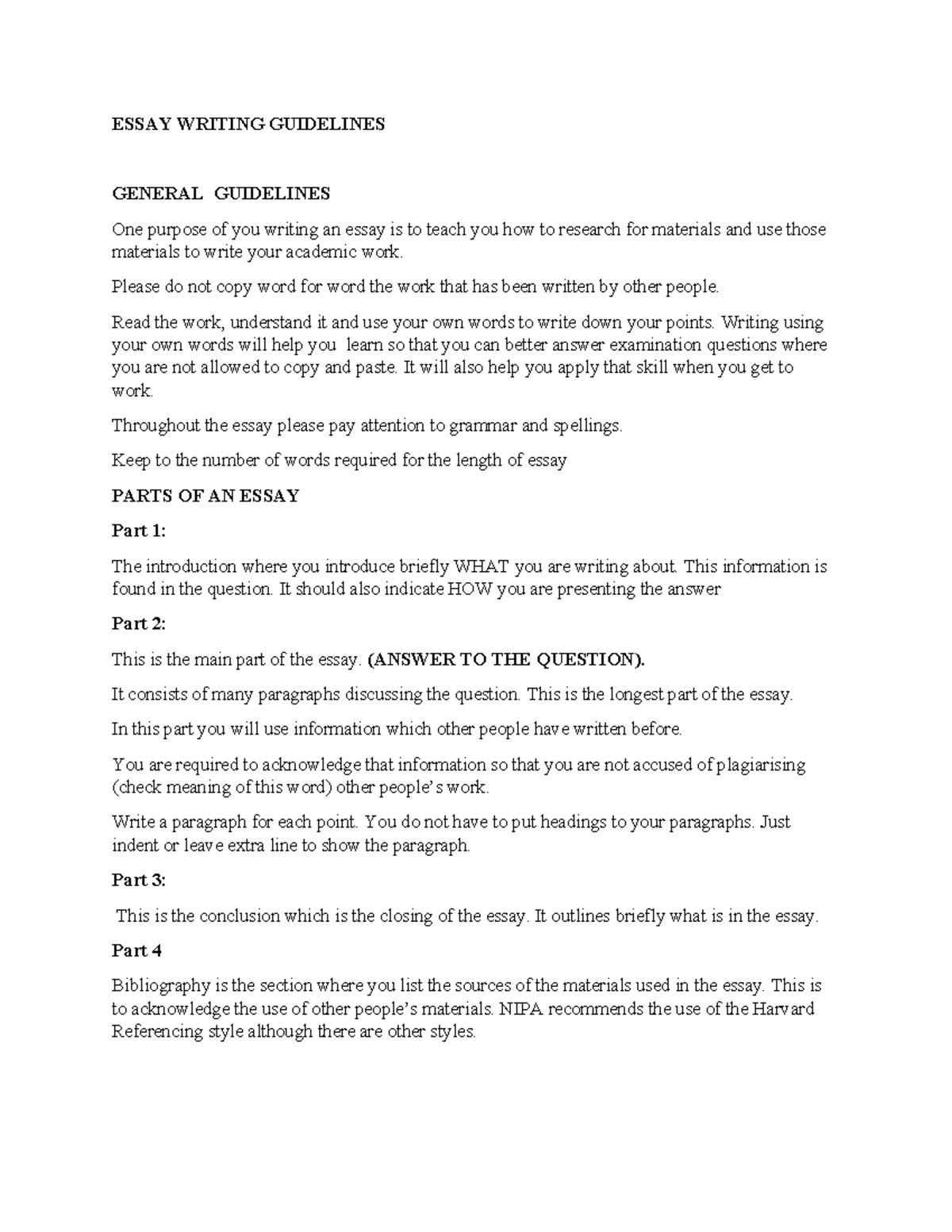 Essay Writing Guidelines: A Comprehensive Approach to Structure - Studocu