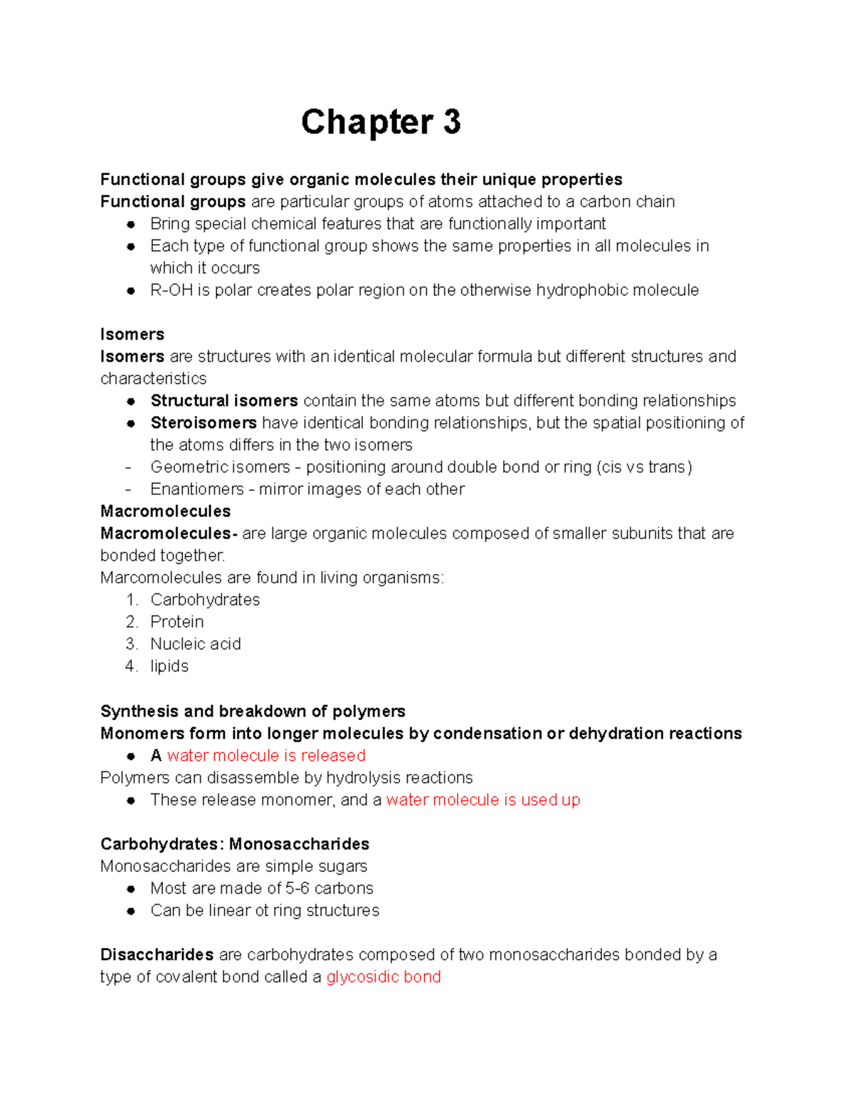Biochemistry Notes: Functional Groups, Macromolecules & Proteins (BIO ...