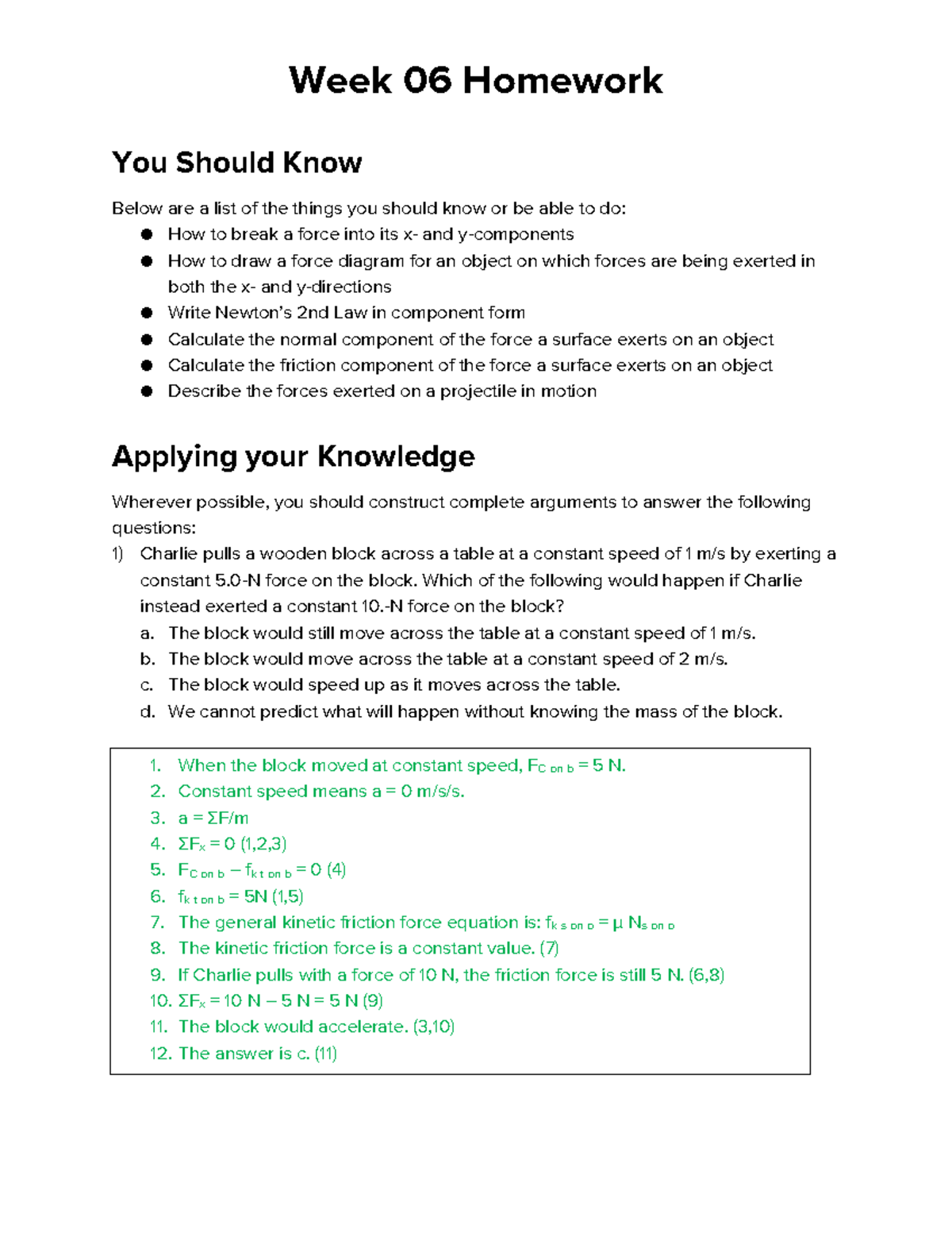 Force Dynamics and Kinetic Friction Analysis - PHYS 101 Homework - Studocu