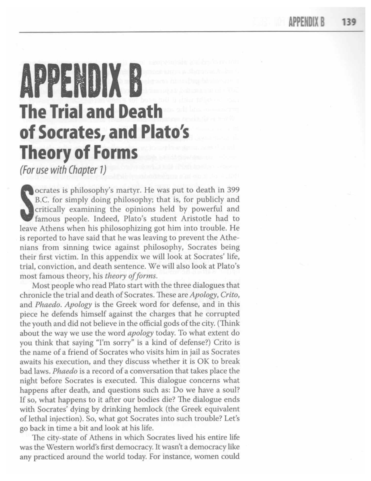 Plato - APPENDIX B 139 APPENDIX The Trial and Death of Socrates, and ...