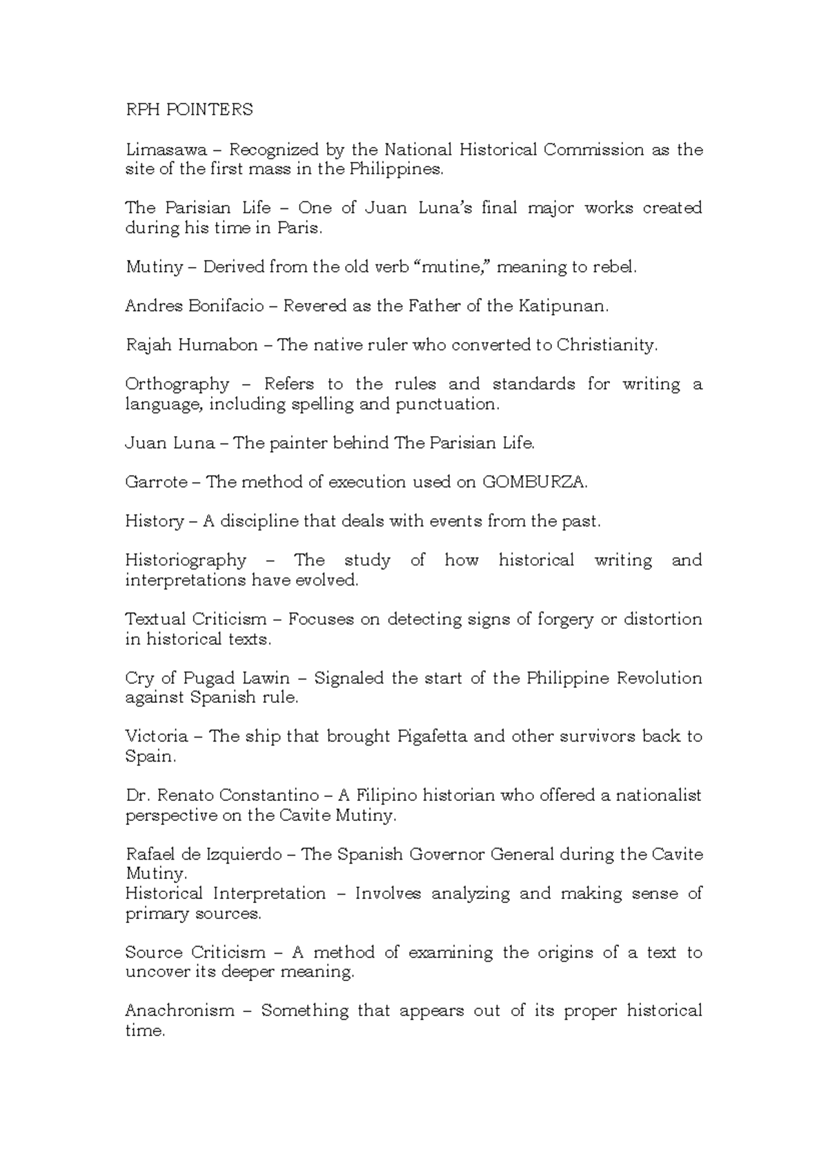 RPH - Pointers on Key Historical Figures and Events in the Philippines ...