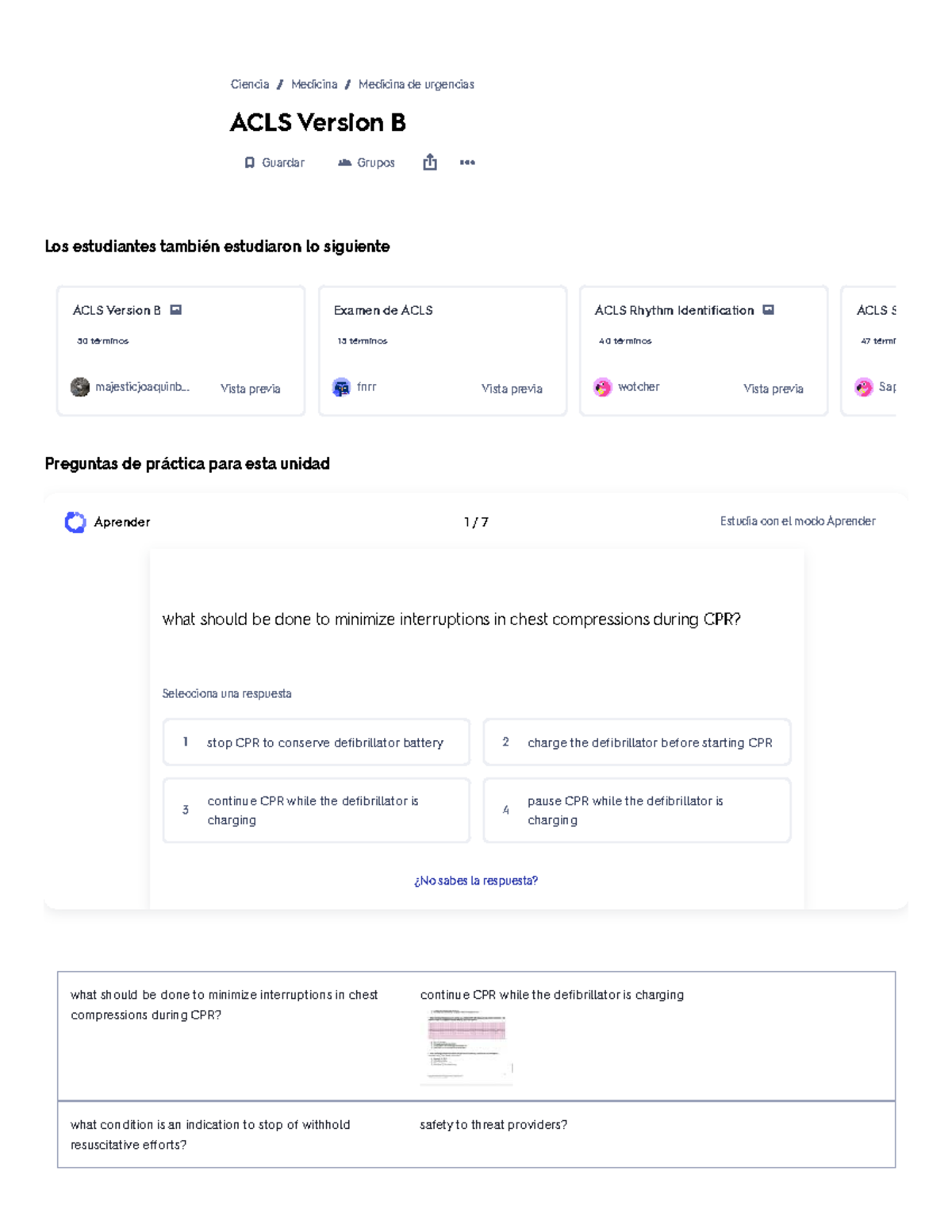 ACLS Version B Quizlet Study Guide for Emergency Medicine - Studocu