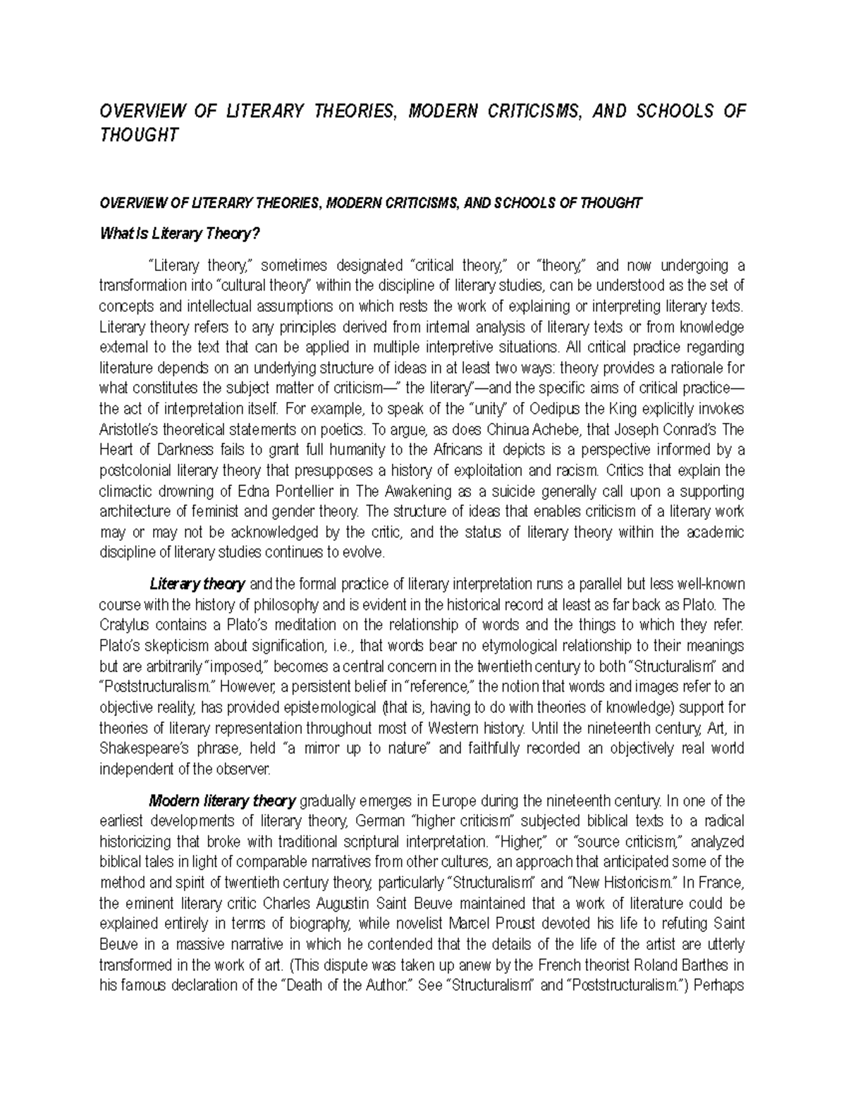 Comprehensive Guide to Literary Theories: Modern Criticism in Focus ...