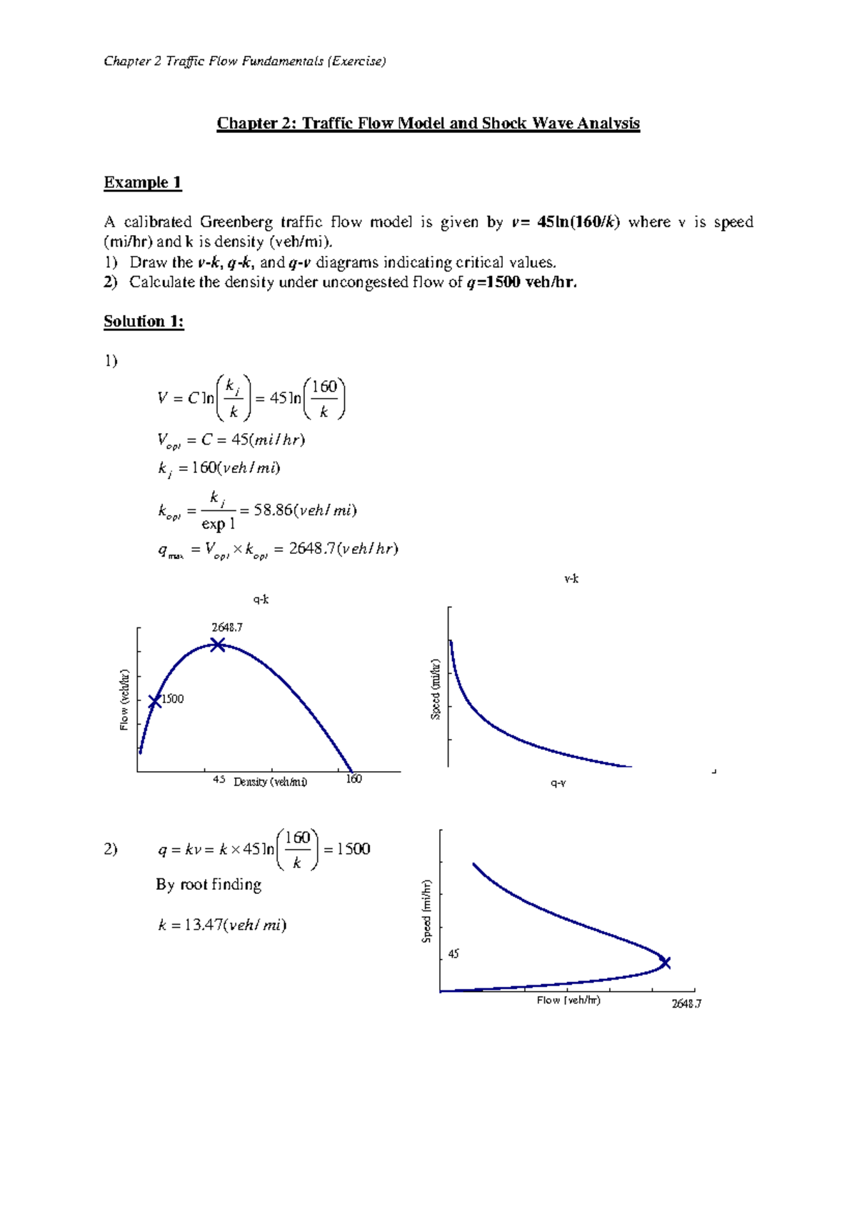Traffic Flow Models & Shock Wave Analysis Examples (ENG 123) - Studocu