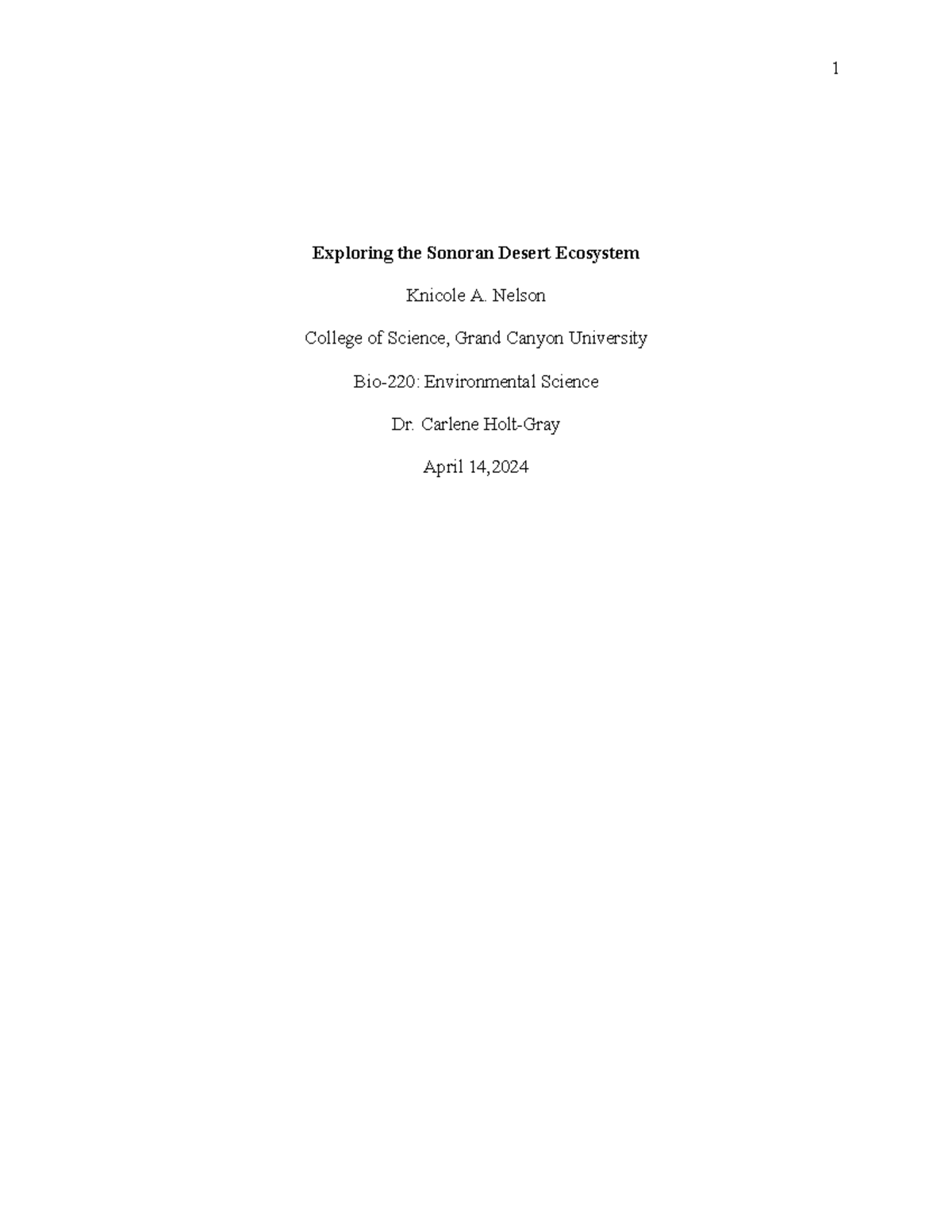 Exploring the Sonoran Desert Ecosystem - Bio-220 Essay - Studocu