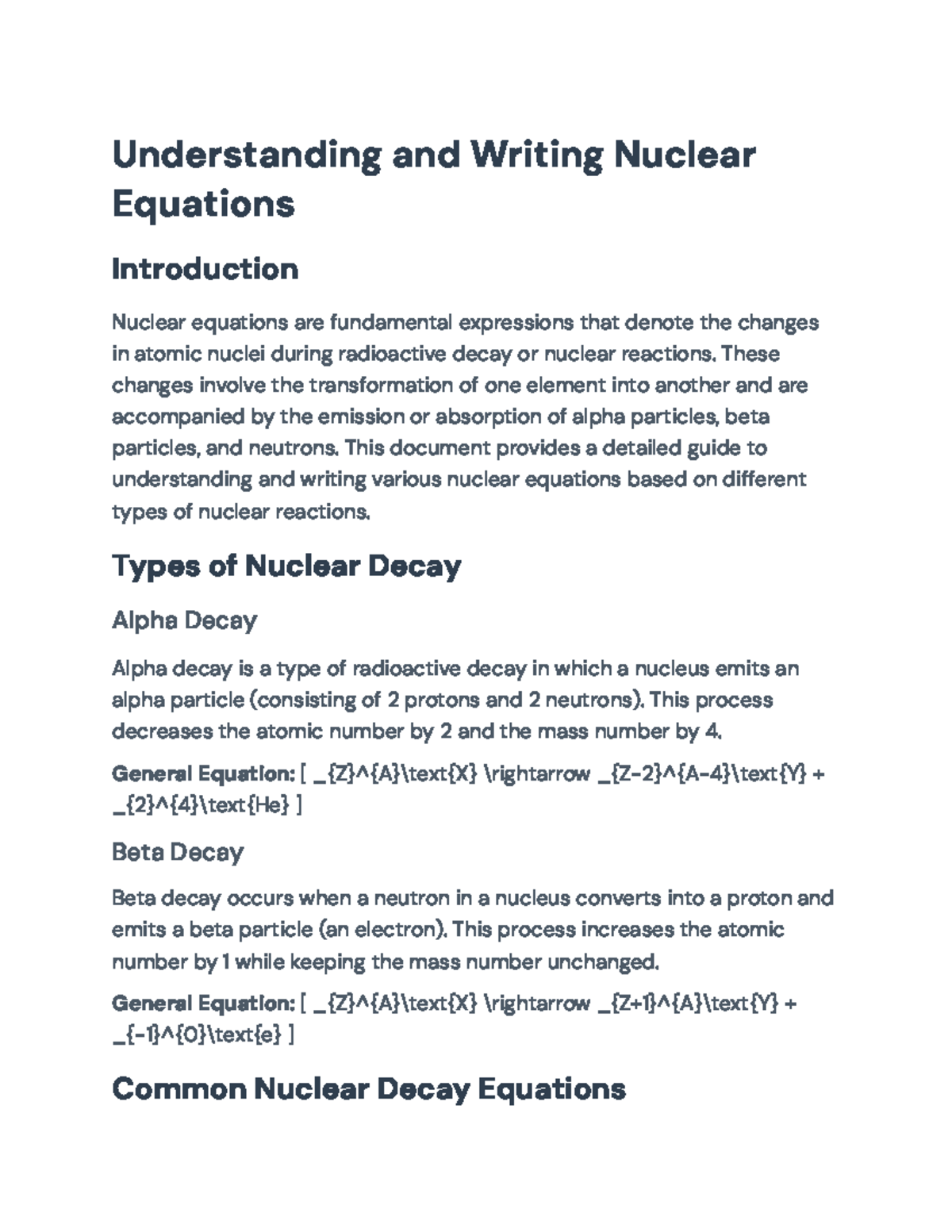 Understanding Nuclear Equations: Types and Examples of Reactions ...