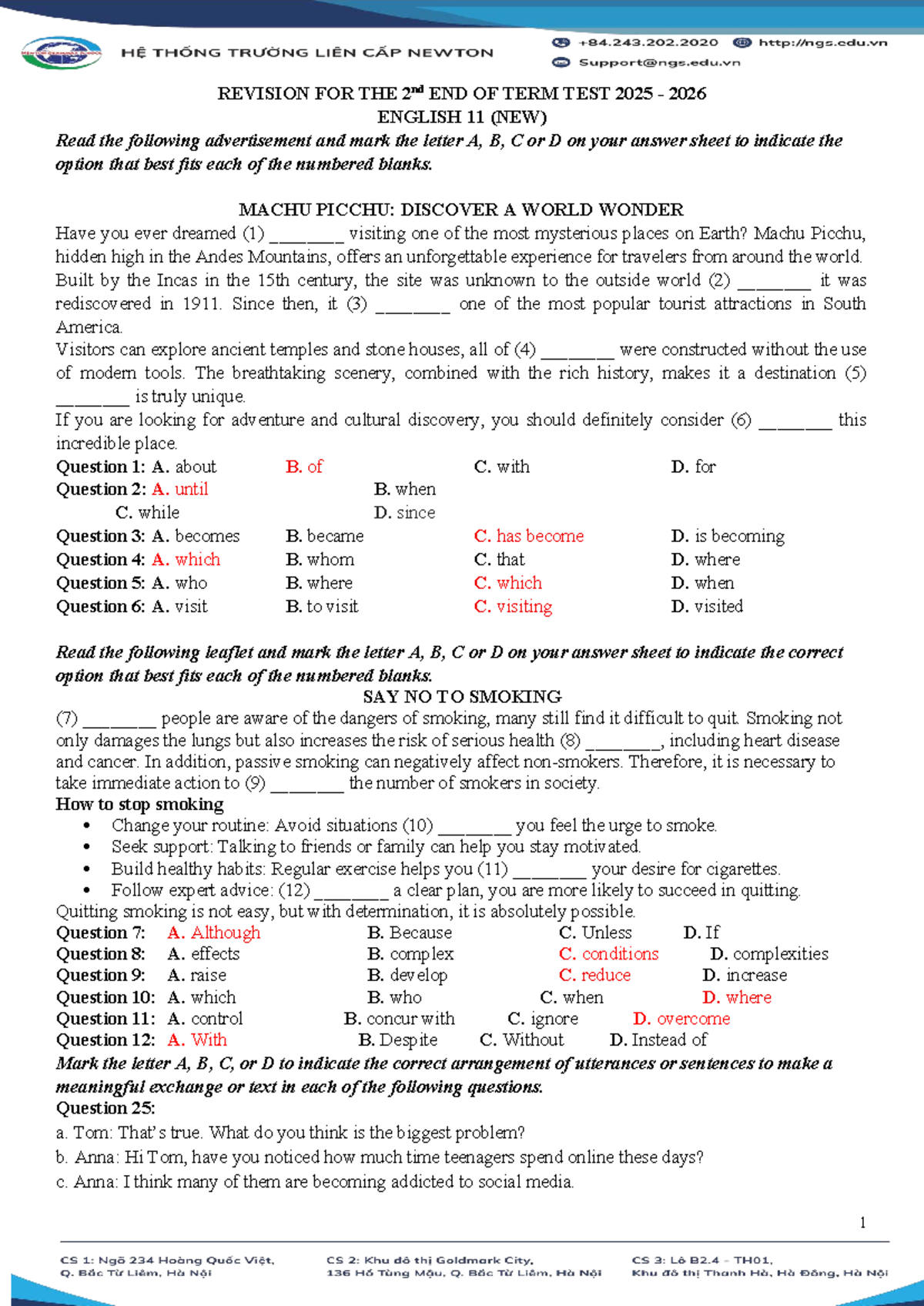 REVISION GUIDE FOR 2nd TERM TEST 2025-2026 ENGLISH 11 (NEW) - Studocu