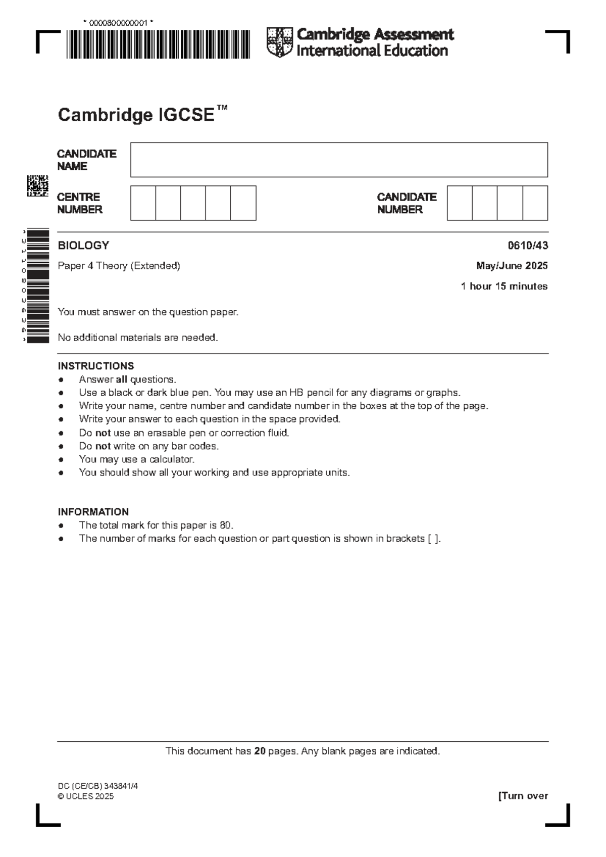 0610 s25 Paper 4 Theory: Understanding Biology in the Human Body - Studocu