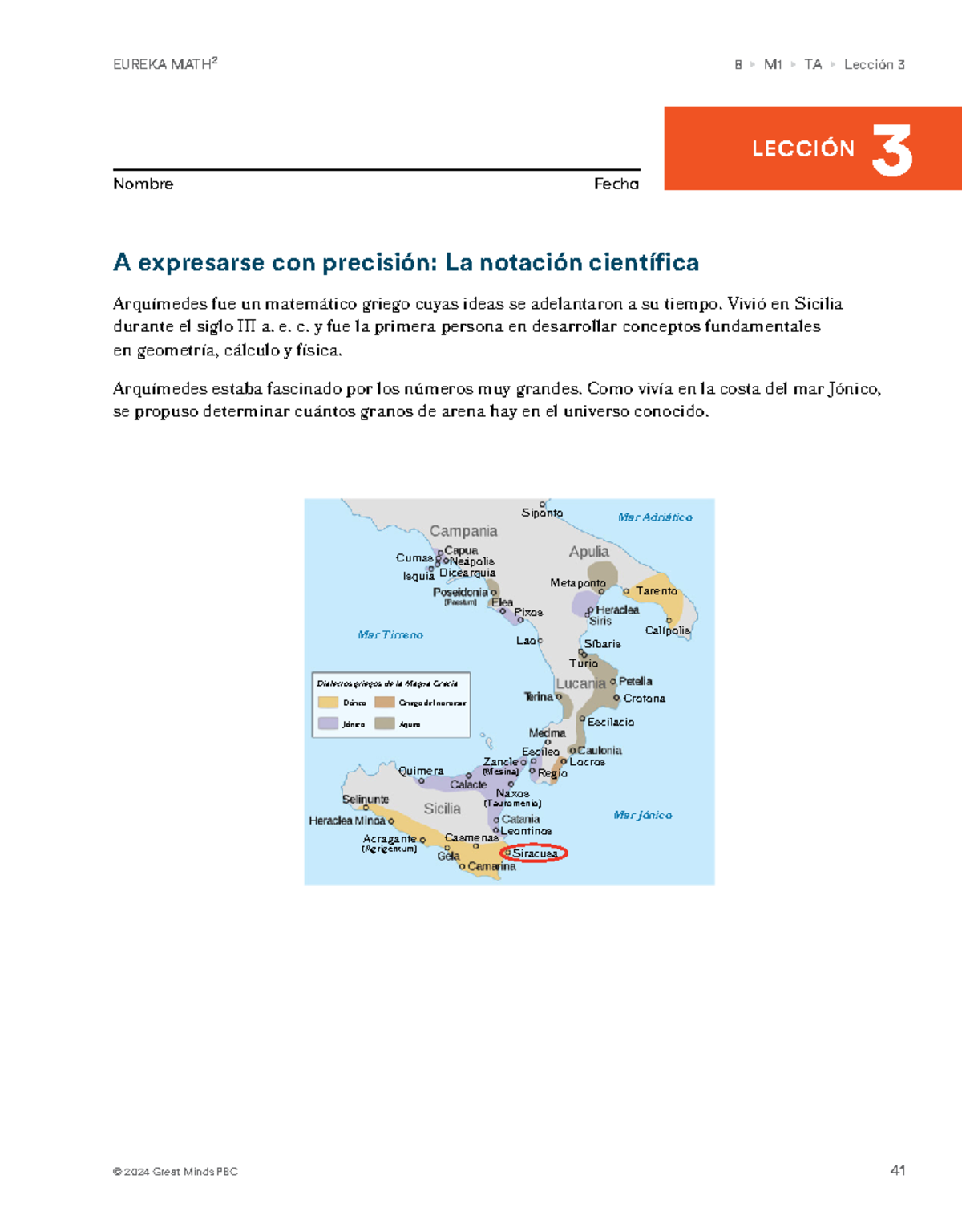 Eureka Math 2: Grado 8, Módulo 1, Lección 3 - Notación Científica ...
