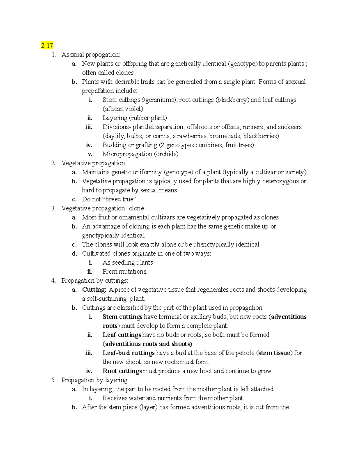 HORT 100 Final Exam Notes - Asexual & Sexual Propagation Techniques ...