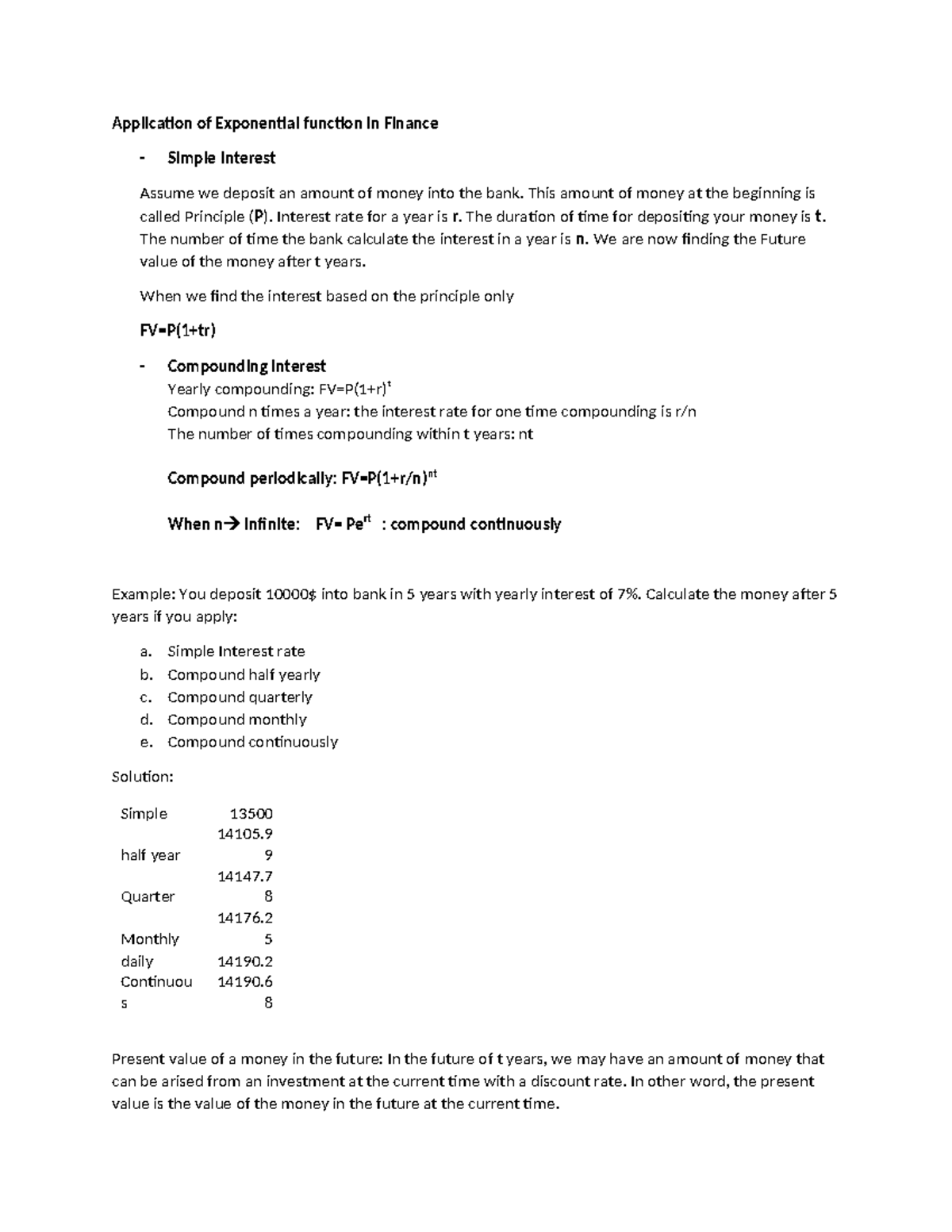 Application of Exponential Functions in Finance: Lecture 4 - Studocu