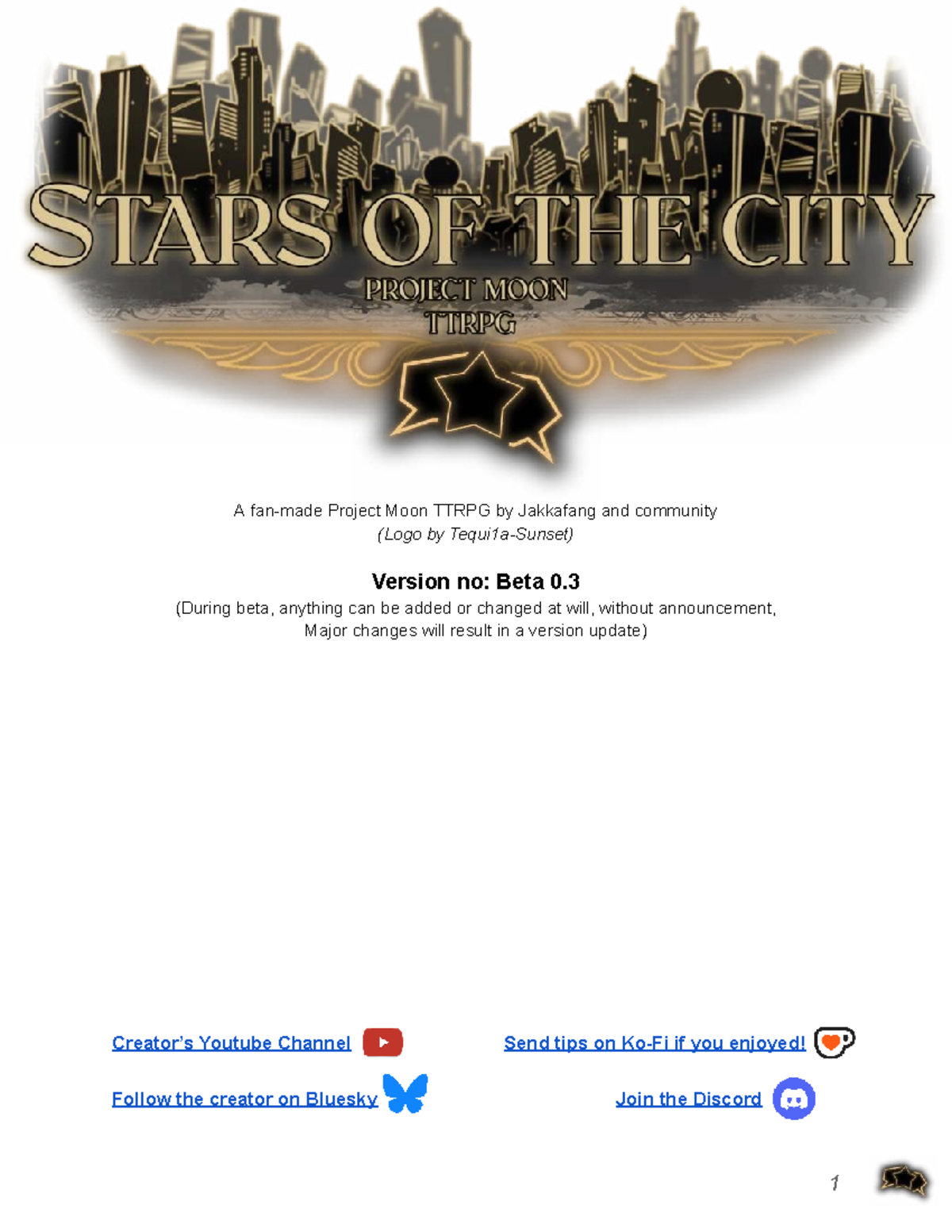 Stars of the City TTRPG System: Beta Version 0.3 Guide - Studocu