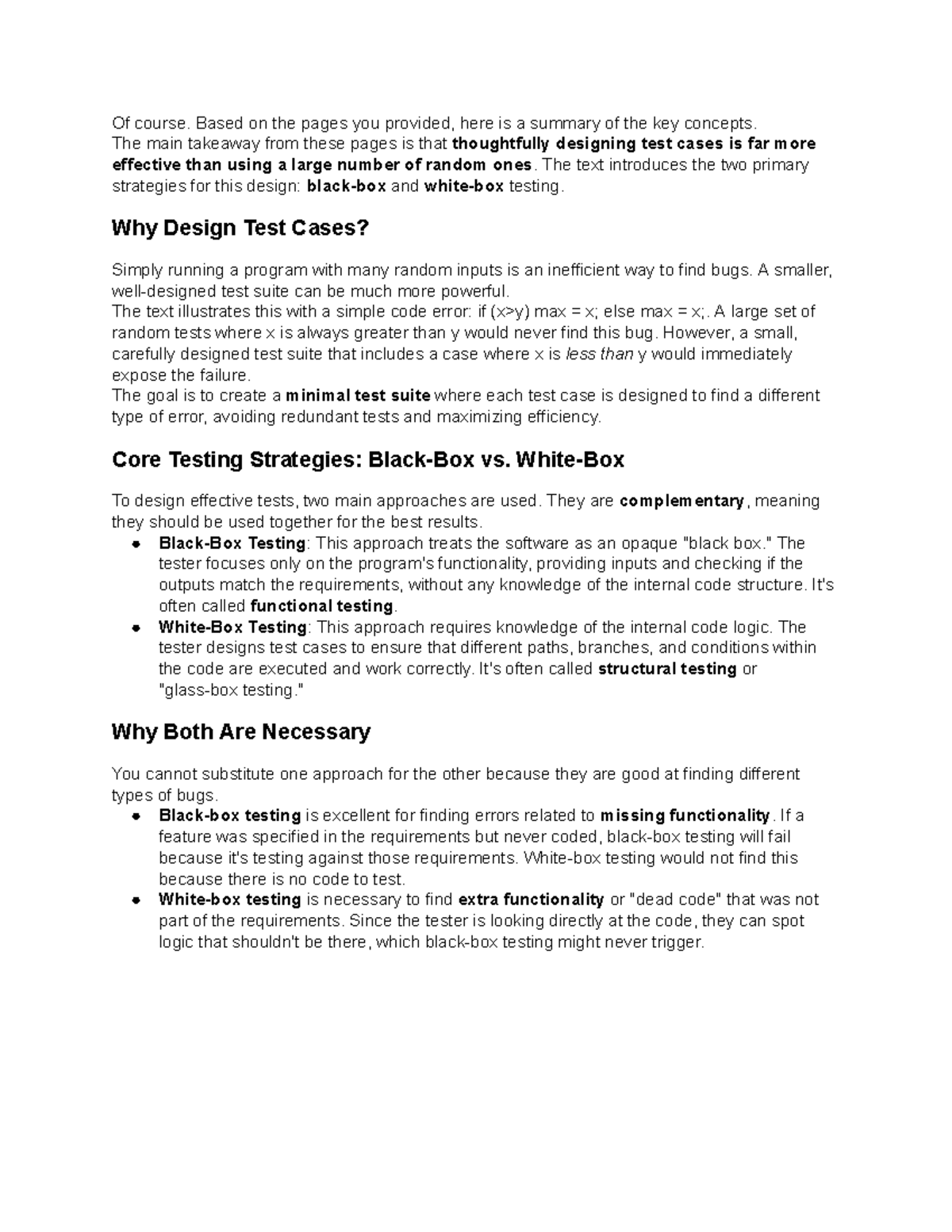 Testing Strategies: Effective Design of Test Cases - Studocu