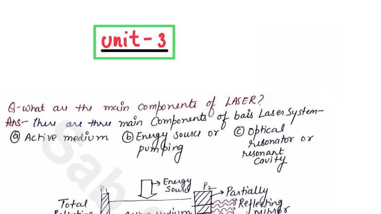 Laser Unit-3: Three-Level Rate Equations Analysis E3 732 - Studocu