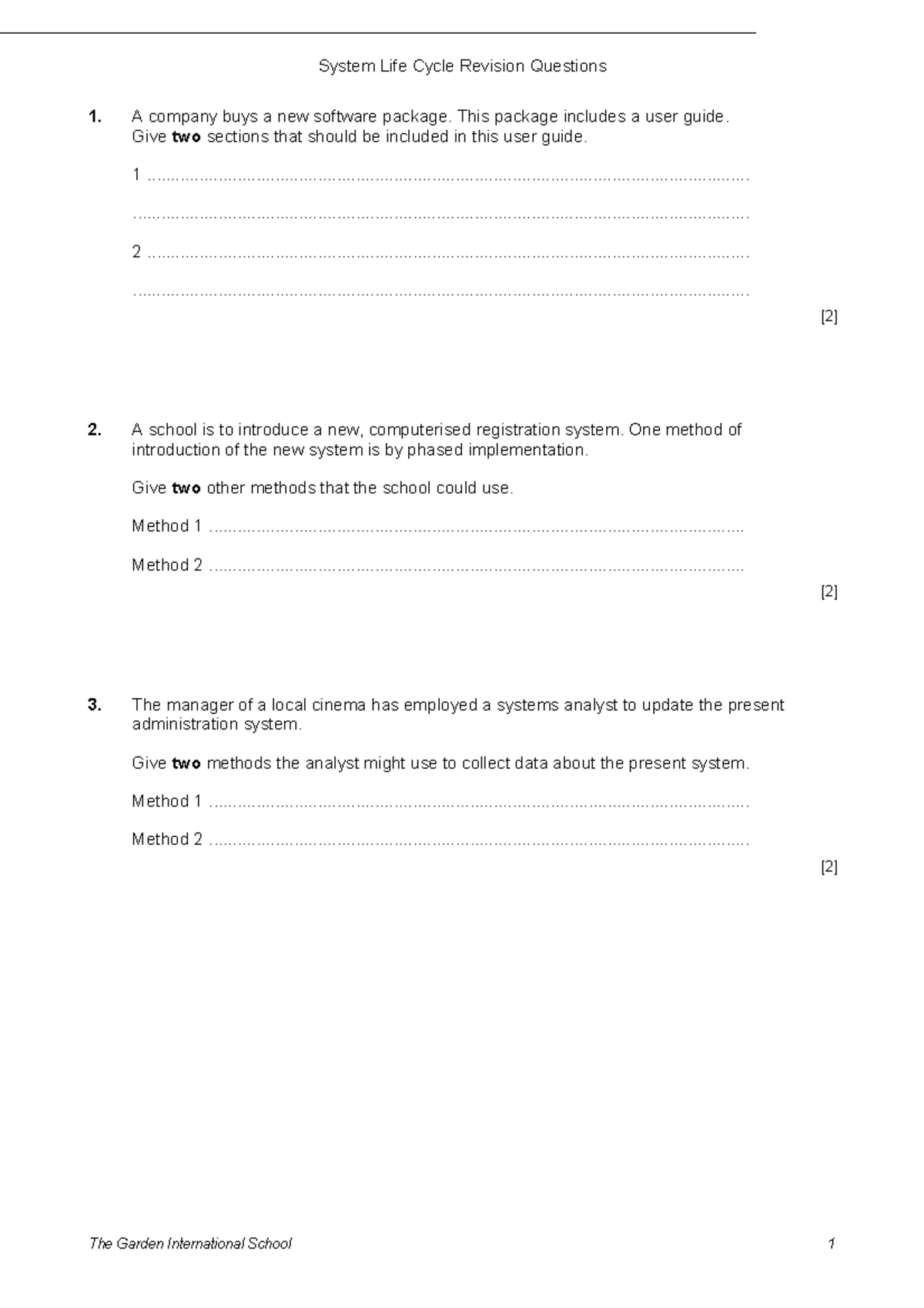 SDLC Revision Questions: Key Concepts and Methods - Studocu
