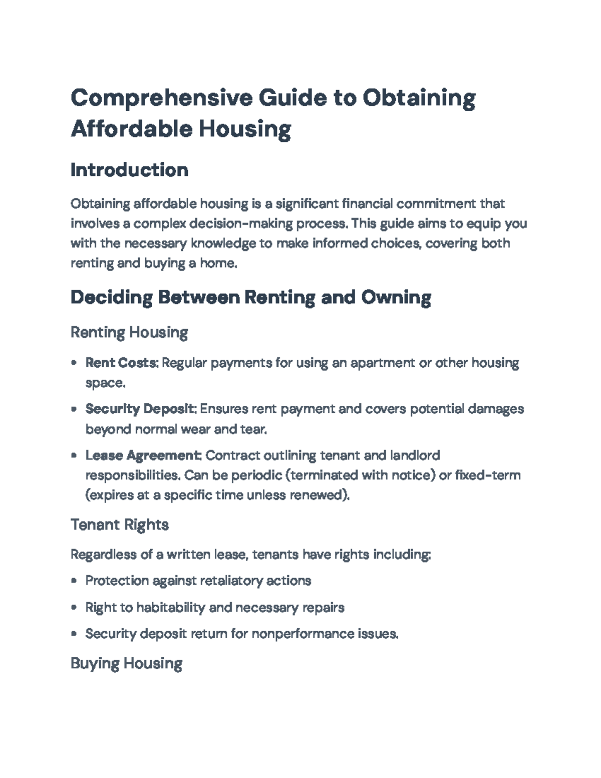 Comprehensive Guide to Affordable Housing: Renting vs Buying Choices ...