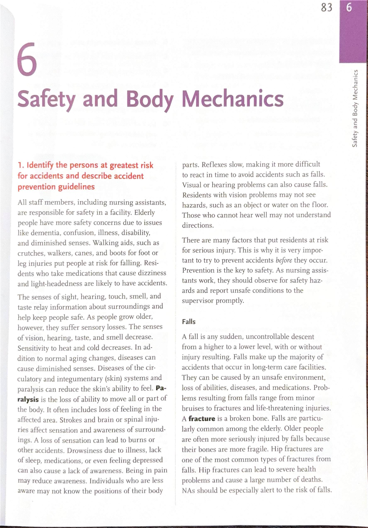 Safety and Body Mechanics: Accident Prevention Guidelines (Chapter 6 ...