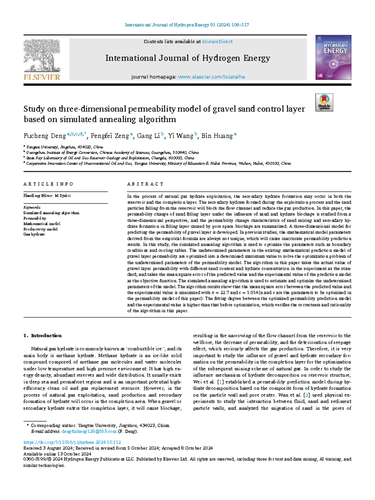 Study on Gravel Layer Permeability Model Using Simulated Annealing ...