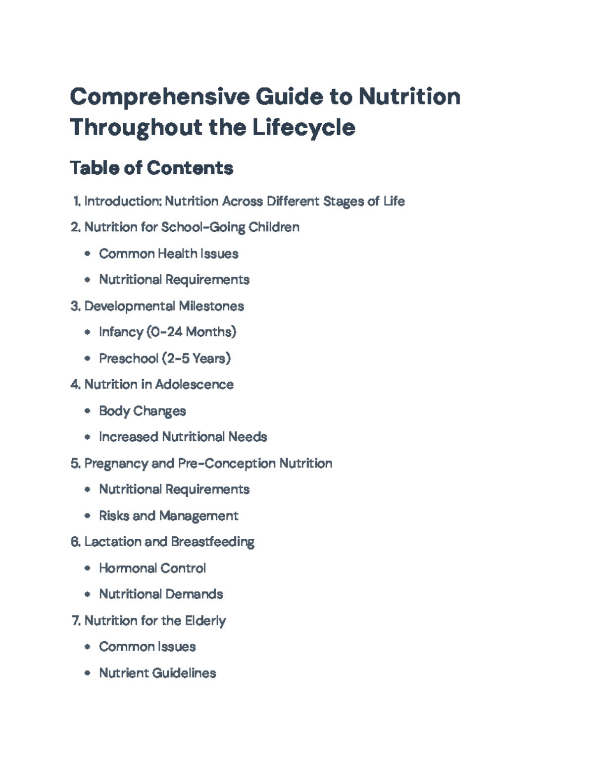 Comprehensive Guide to Nutrition Through the Lifecycle - Comprehensive ...