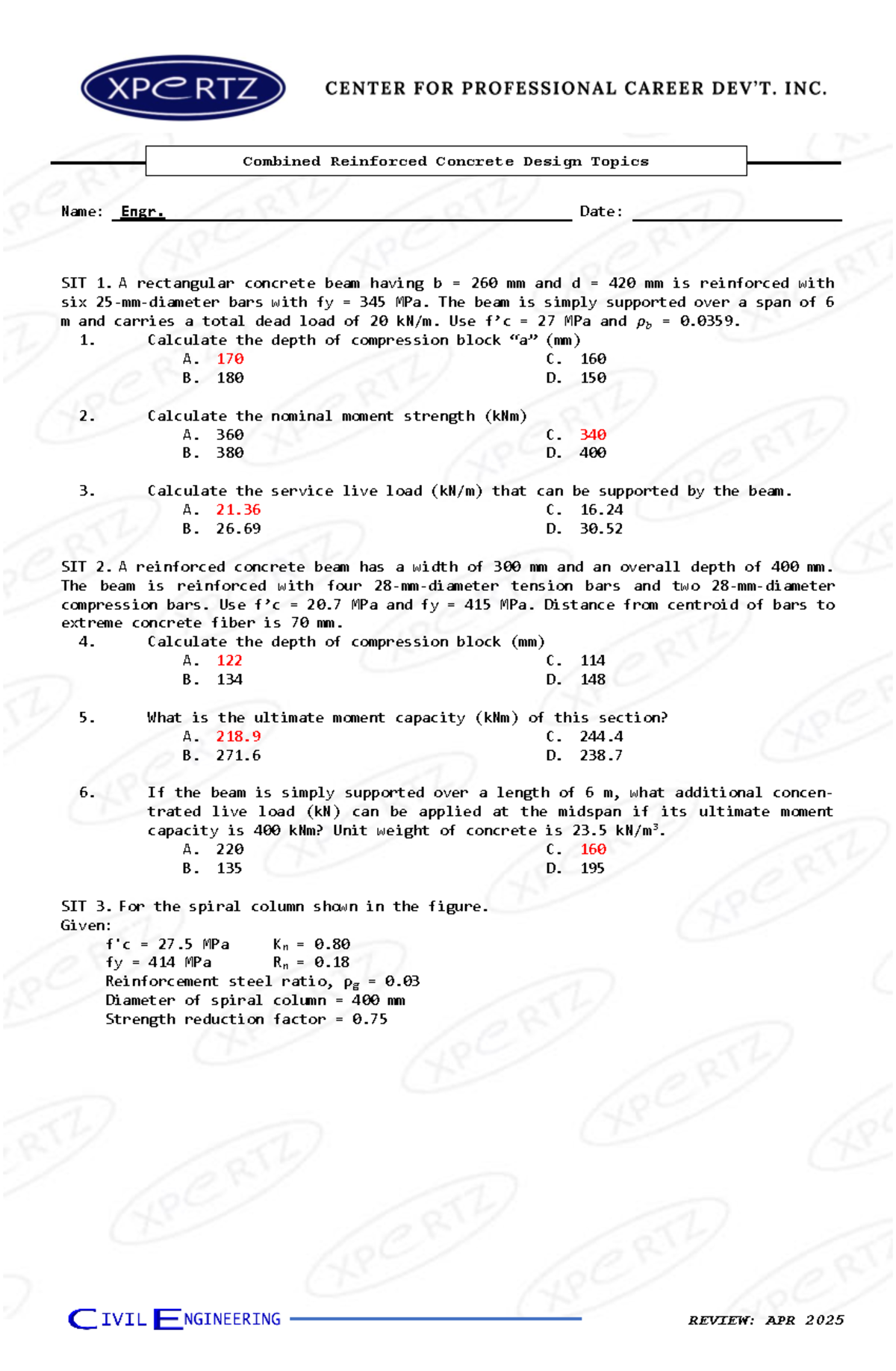 APR2025 RCD Combined Practice Problems Review with Solutions - Studocu
