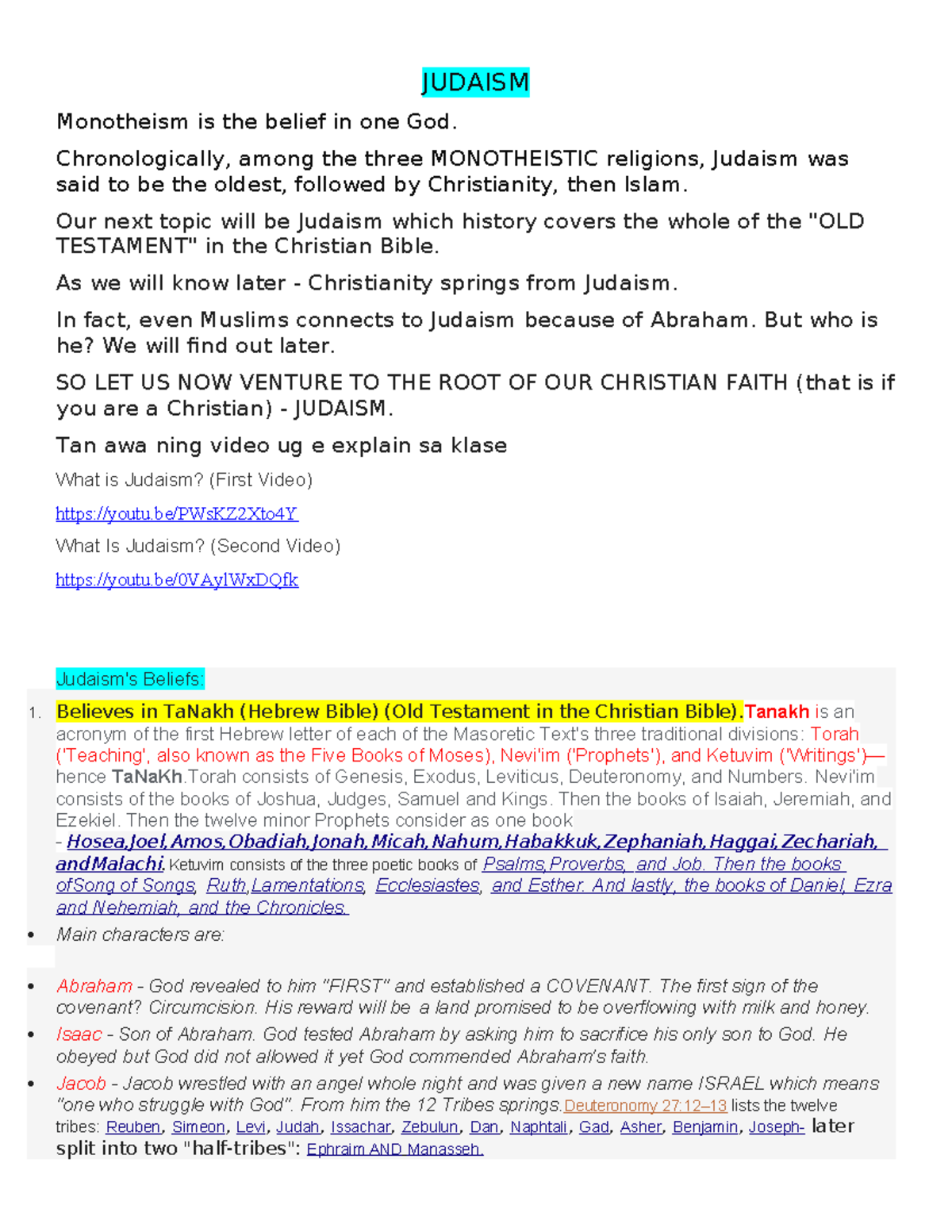 Judaism: An Overview of Monotheism and Key Beliefs - Studocu