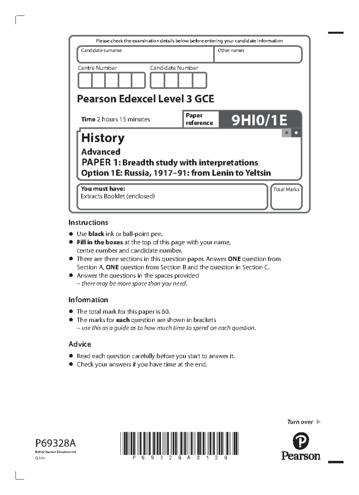 A-Level History Paper 1E: Russia from Lenin to Yeltsin Exam Details ...