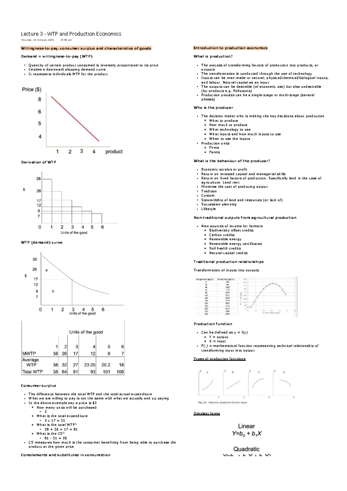 Lecture 3 - WTP and Production Economics - Studocu
