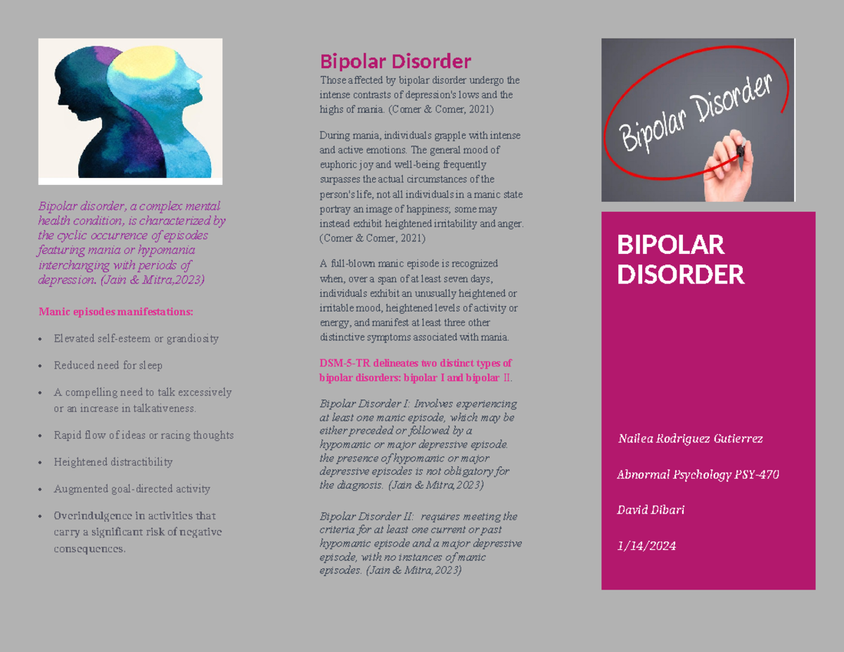 Bipolar disorde Brochure - Bipolar disorder, a complex mental health ...