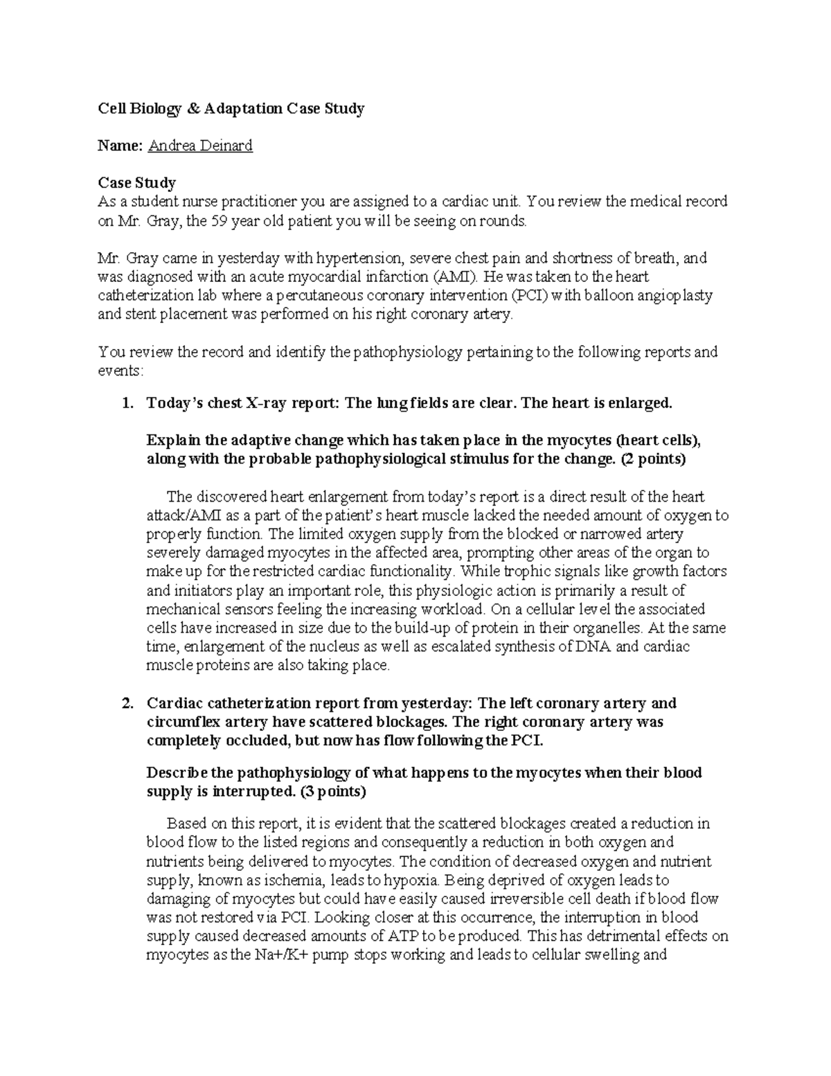 Cell Biology Case Study on Myocytes & Cardiovascular Adaptations - Studocu