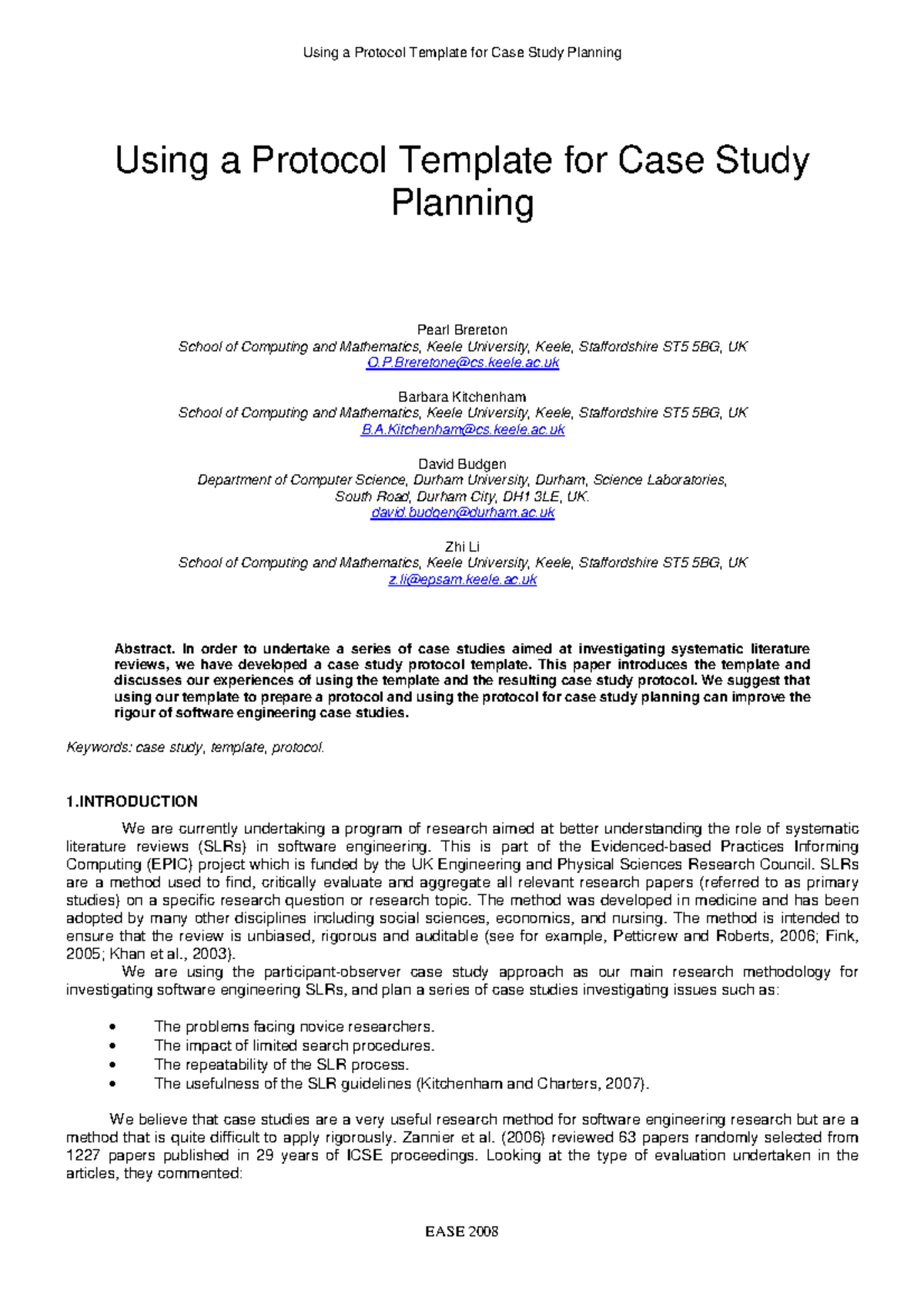 Using a Protocol Template for Case Study - Using a Protocol Template ...