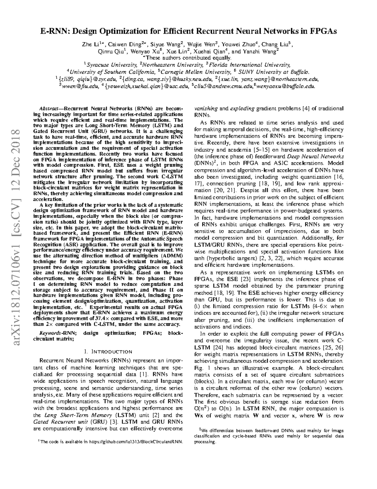 Design Optimization for Efficient RNNs in FPGAs: ASR Application ...