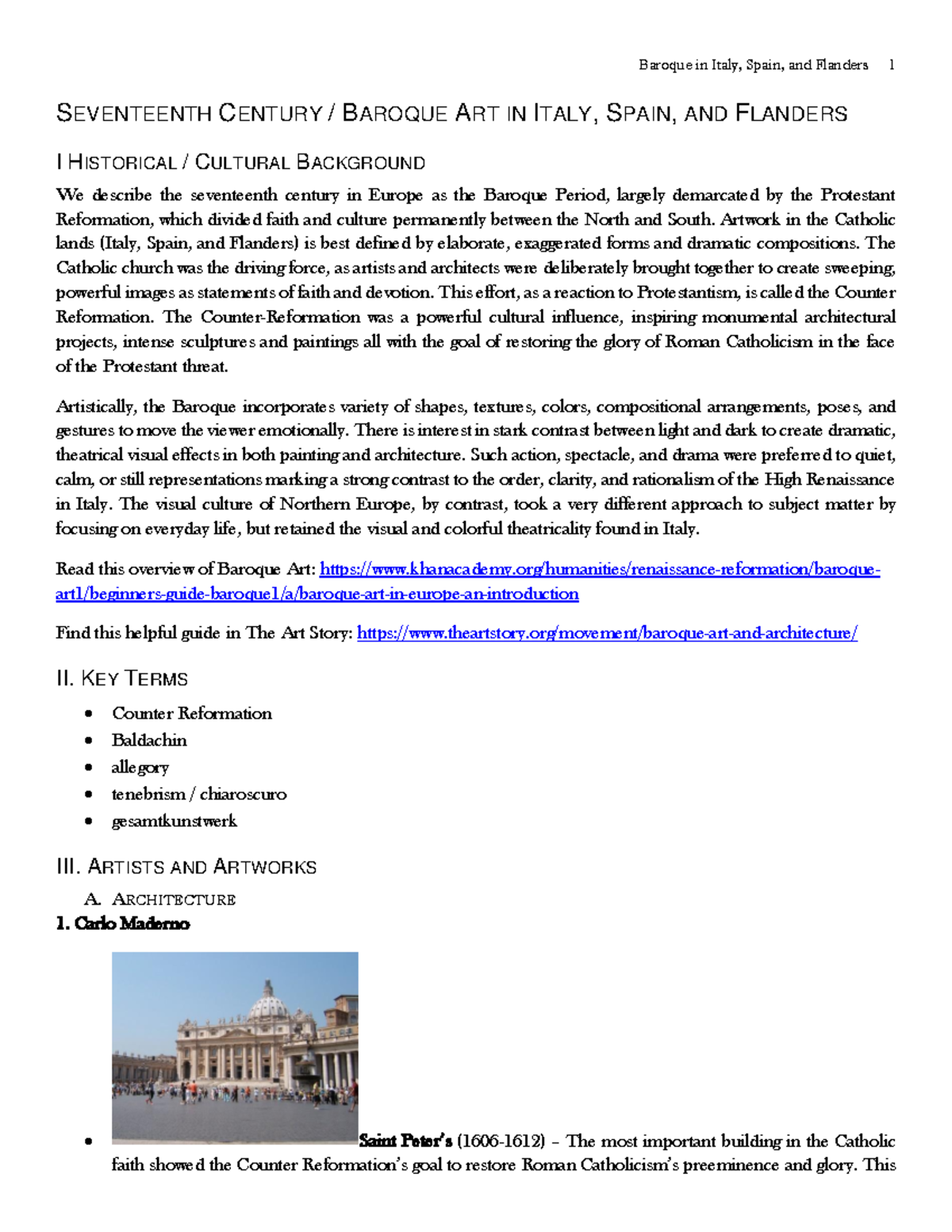 Baroque Art in Italy, Spain, and Flanders: Cultural Insights - Studocu