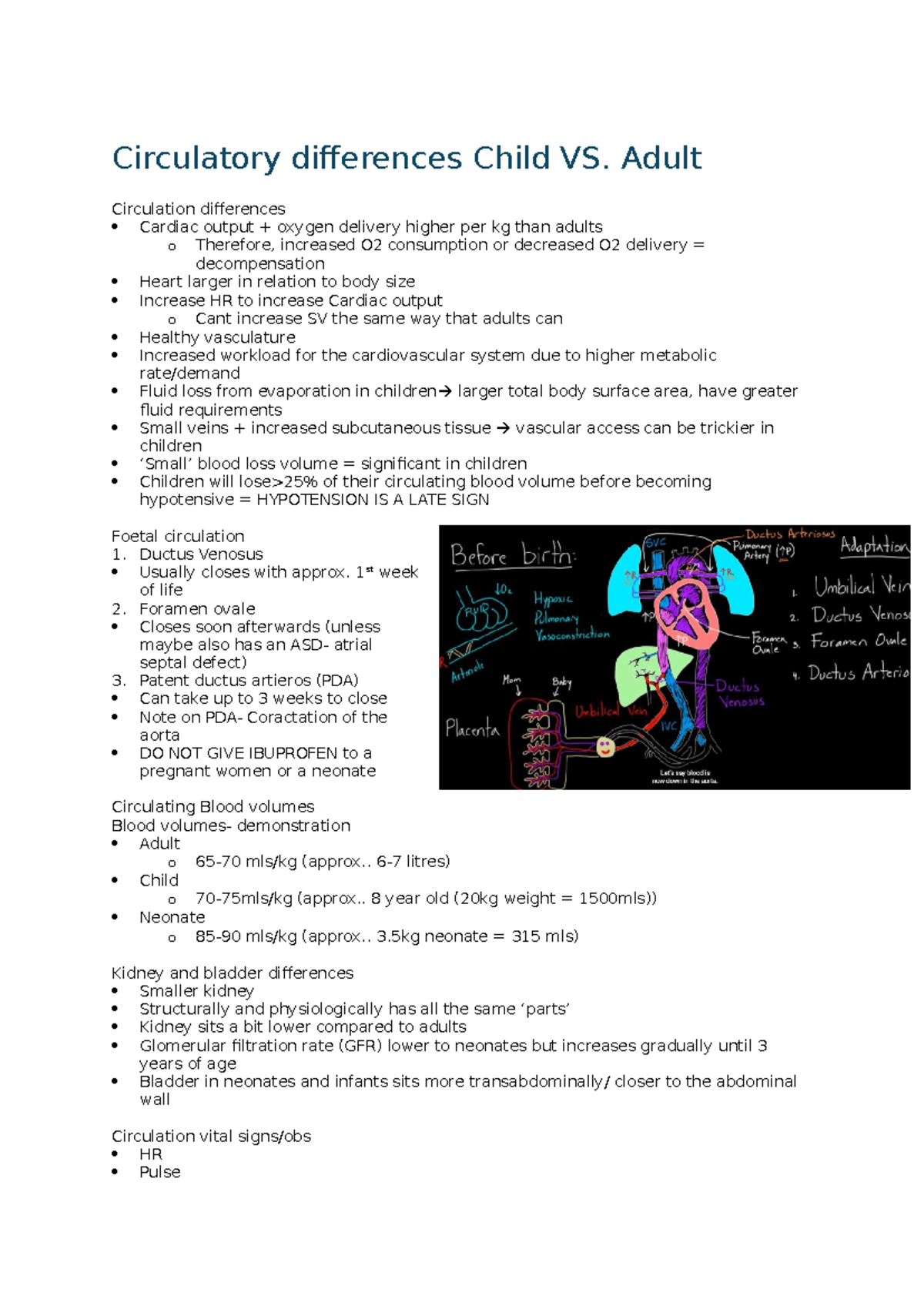 Circulatory and Renal Differences in Pediatric vs Adult Patients ...