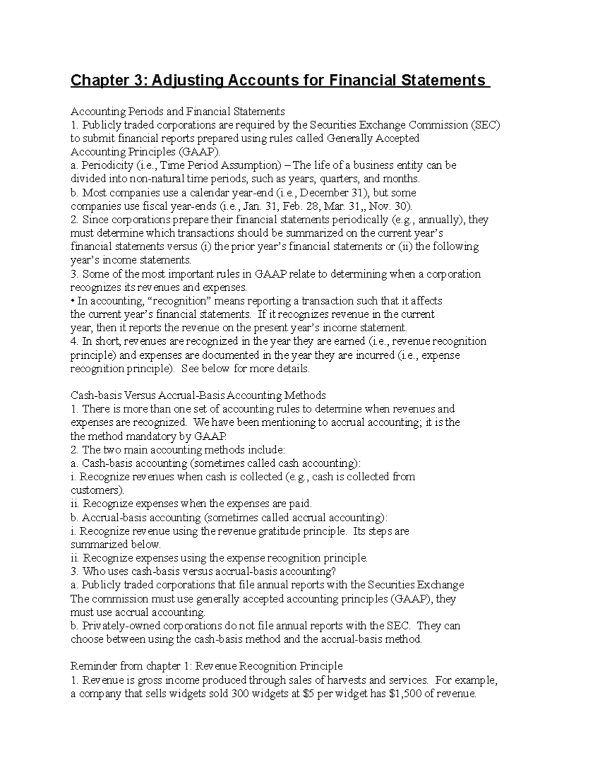 Chapter 3 Adjusting Accounts for Financial Statements - Chapter 3 ...