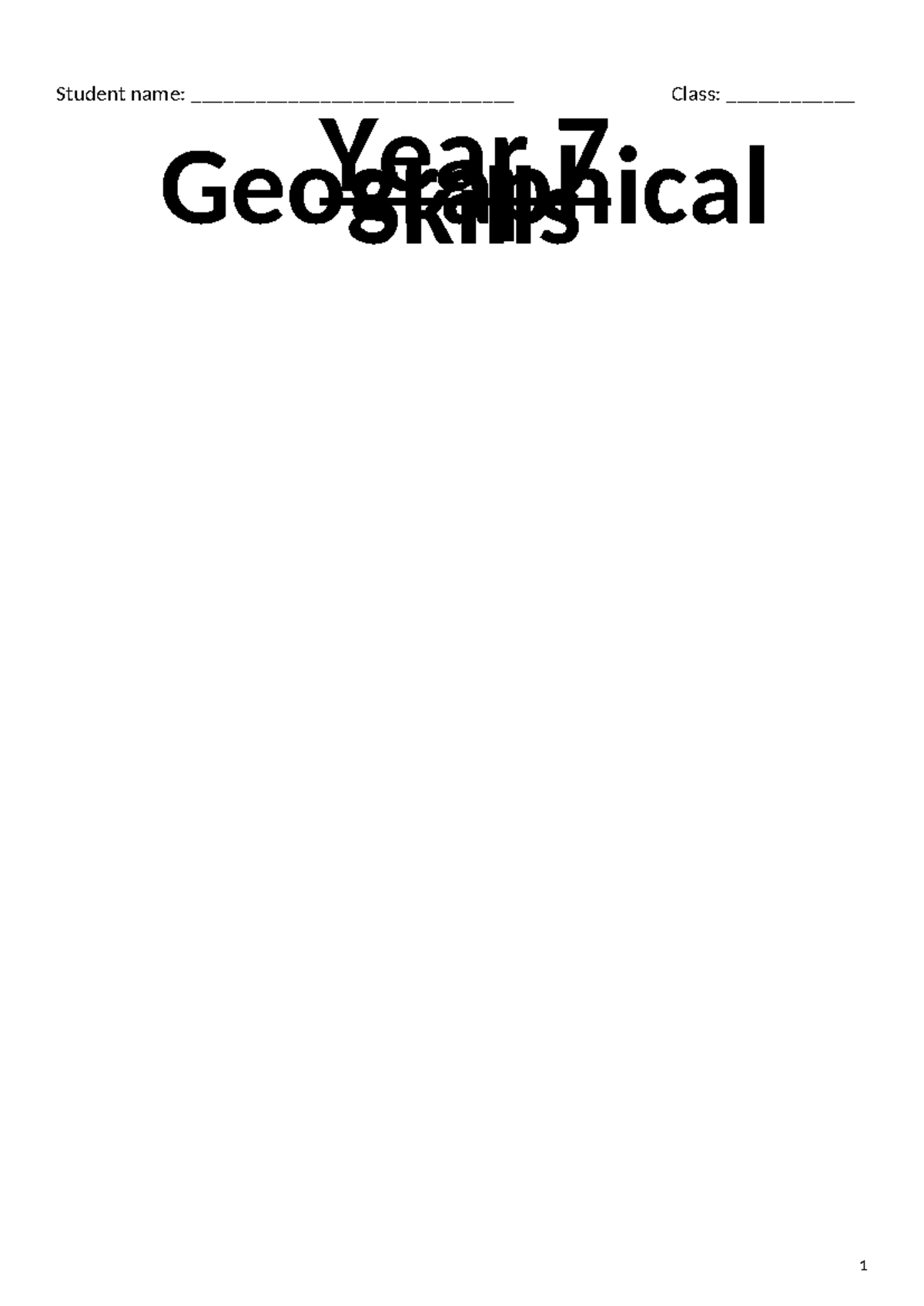 YEAR 7 - Skills Booklet - 2024 - Student name ...