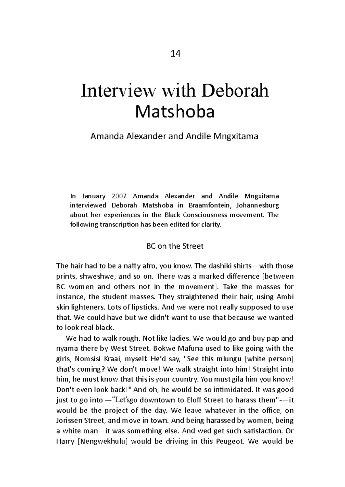 Interview with Deborah Matshoba: Insights on Black Consciousness ...