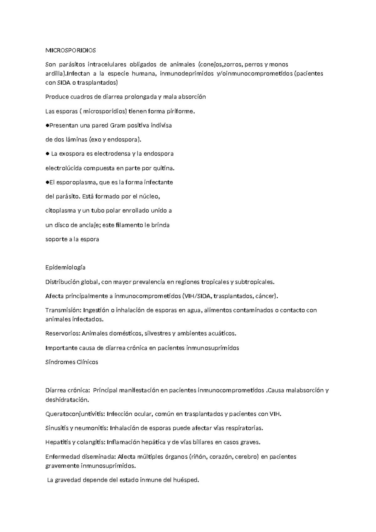 Microsporidiosword - Resumen Microbiología - MICROSPORIDIOS Son ...