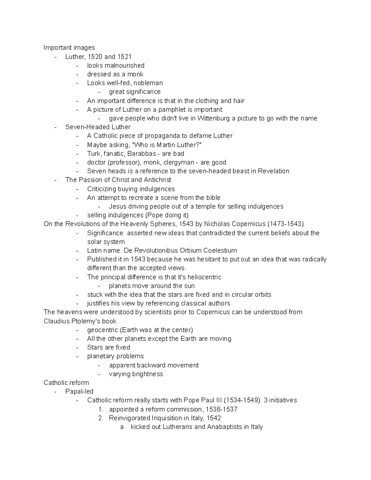 Lecture Notes on Reformation Figures and Ideas - Studocu