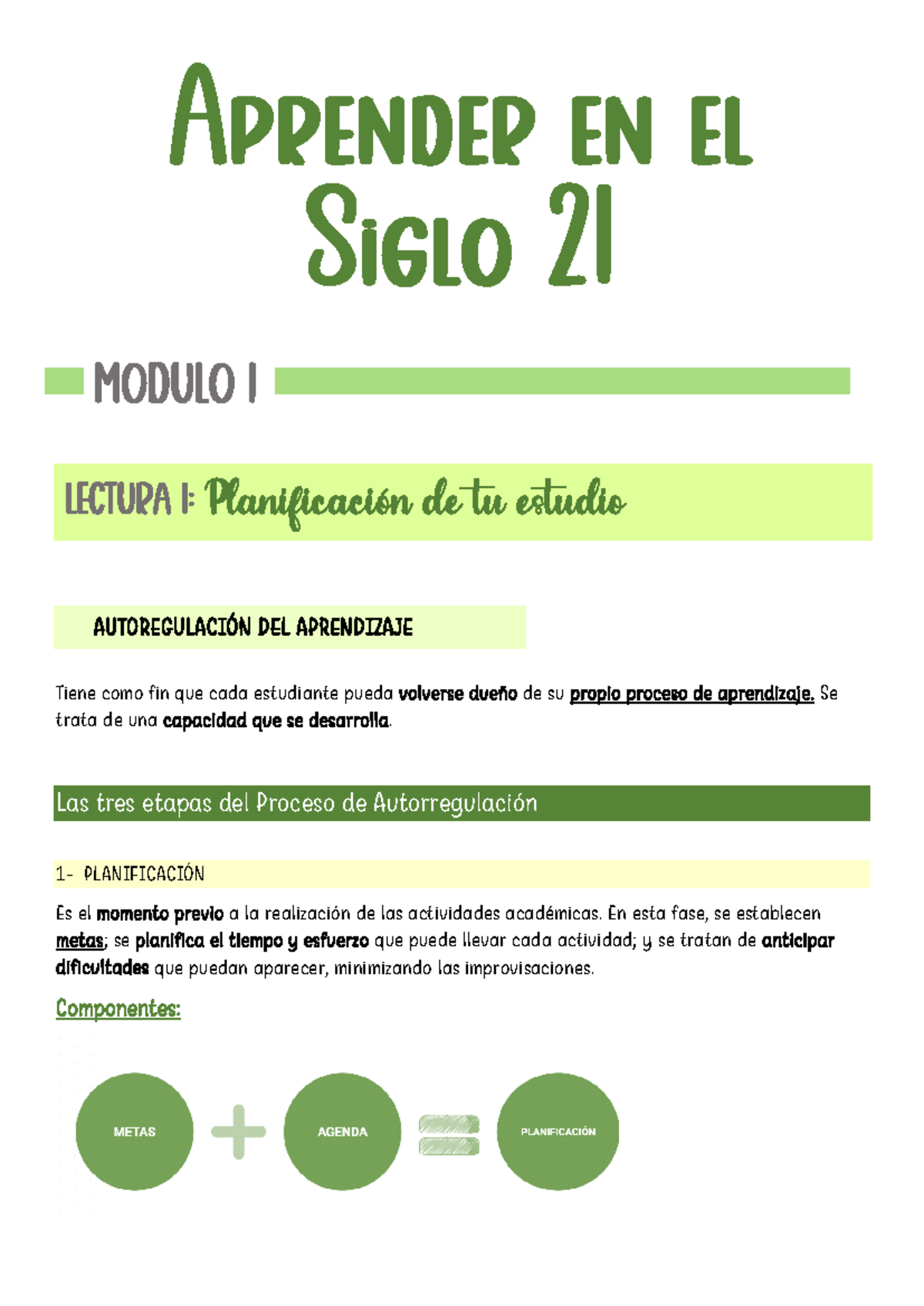 Aprender en el Siglo 21: Módulo 1 y 2 - Estrategias de Estudio y - Studocu