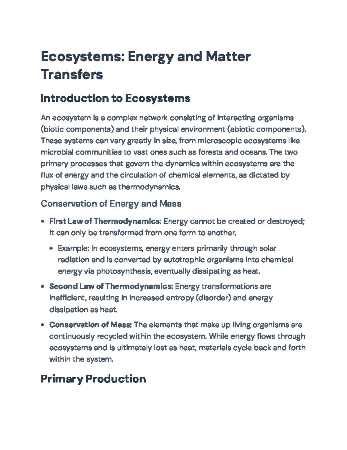 Ecosystems (BIOL 101): Energy Flow and Nutrient Cycling Overview ...