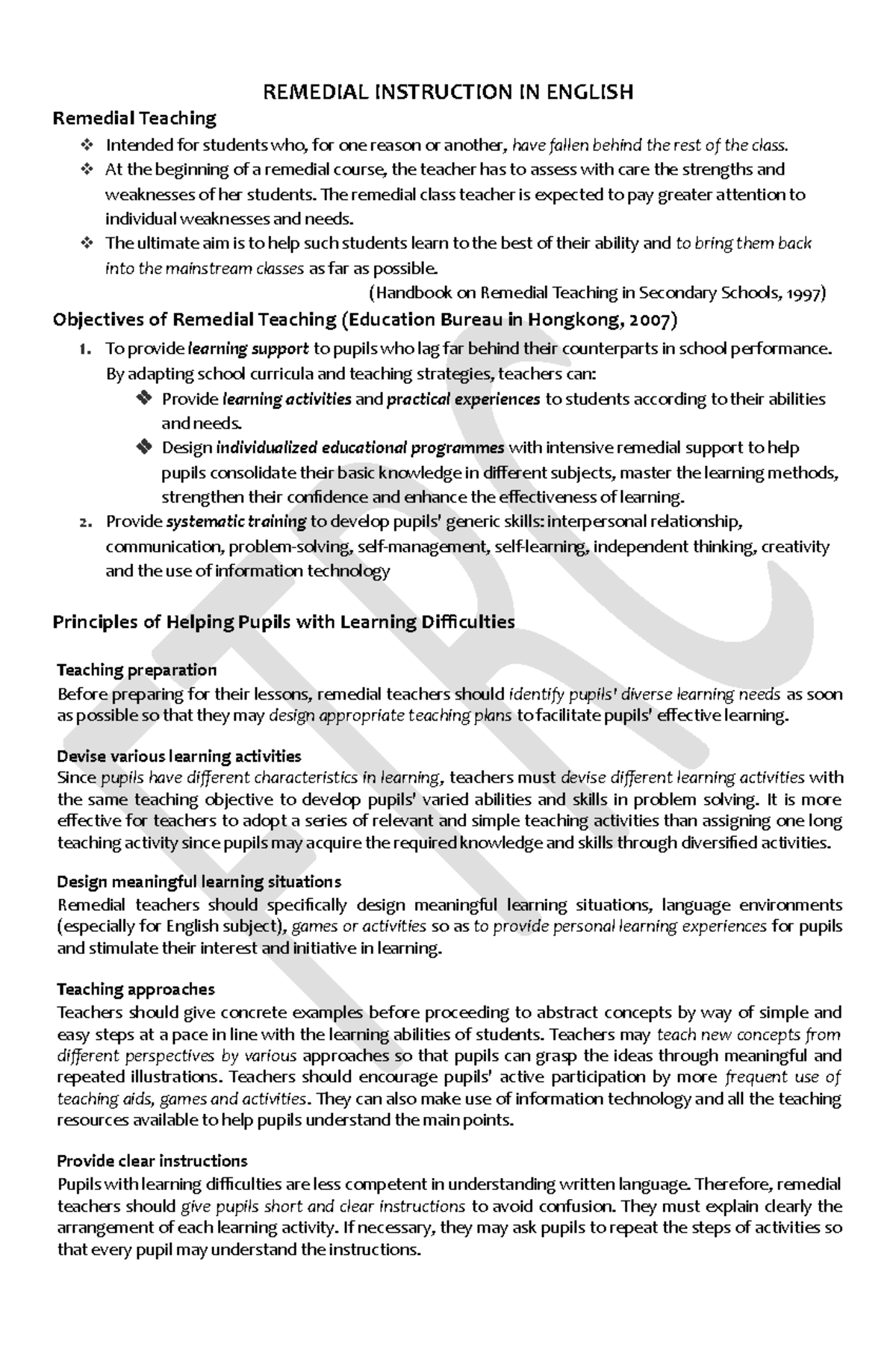 Remedial Instruction IN English Final Handout 1 docx - REMEDIAL ...