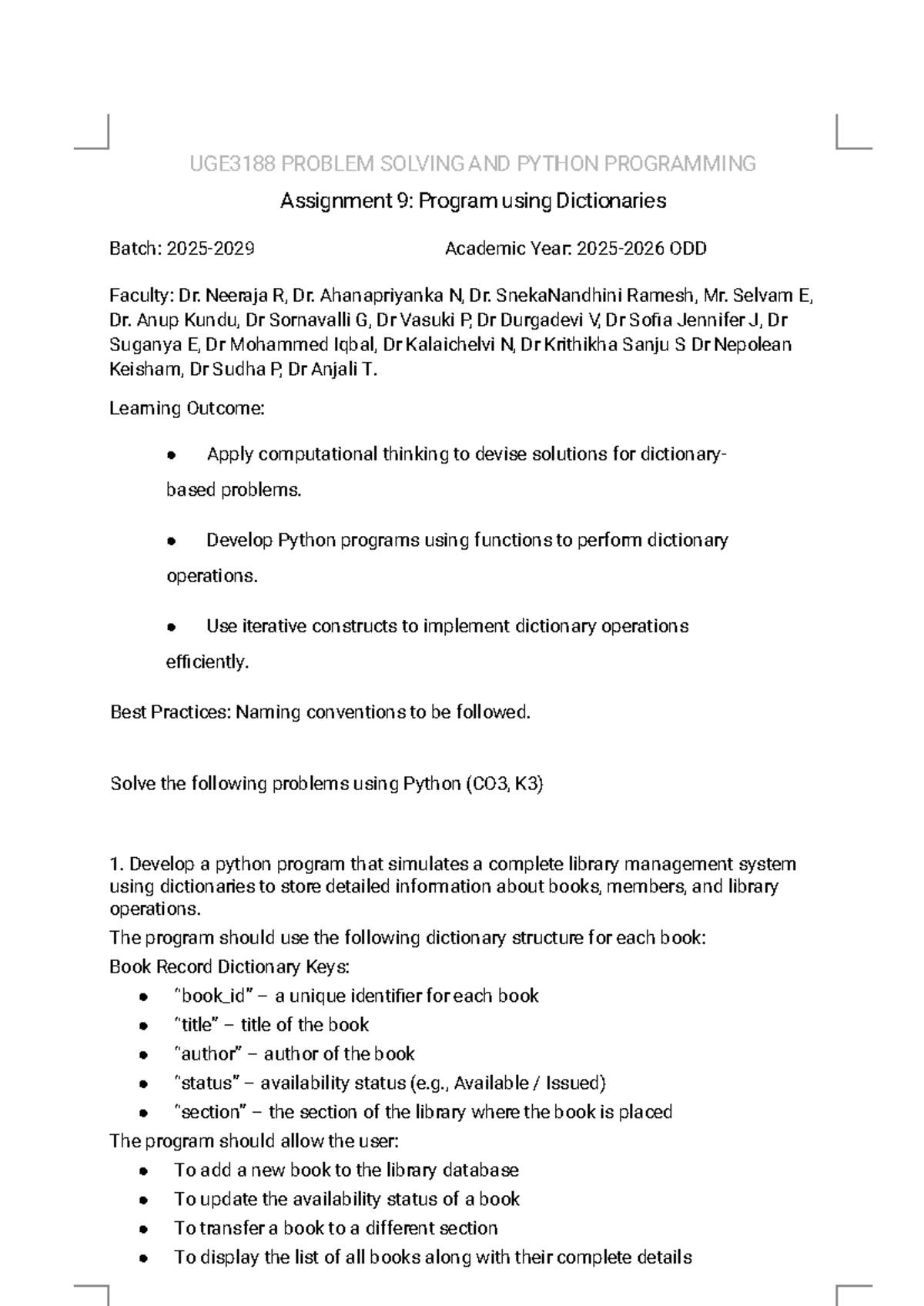 UGE3188 Assignment 9: Python Batch Program Development - Studocu
