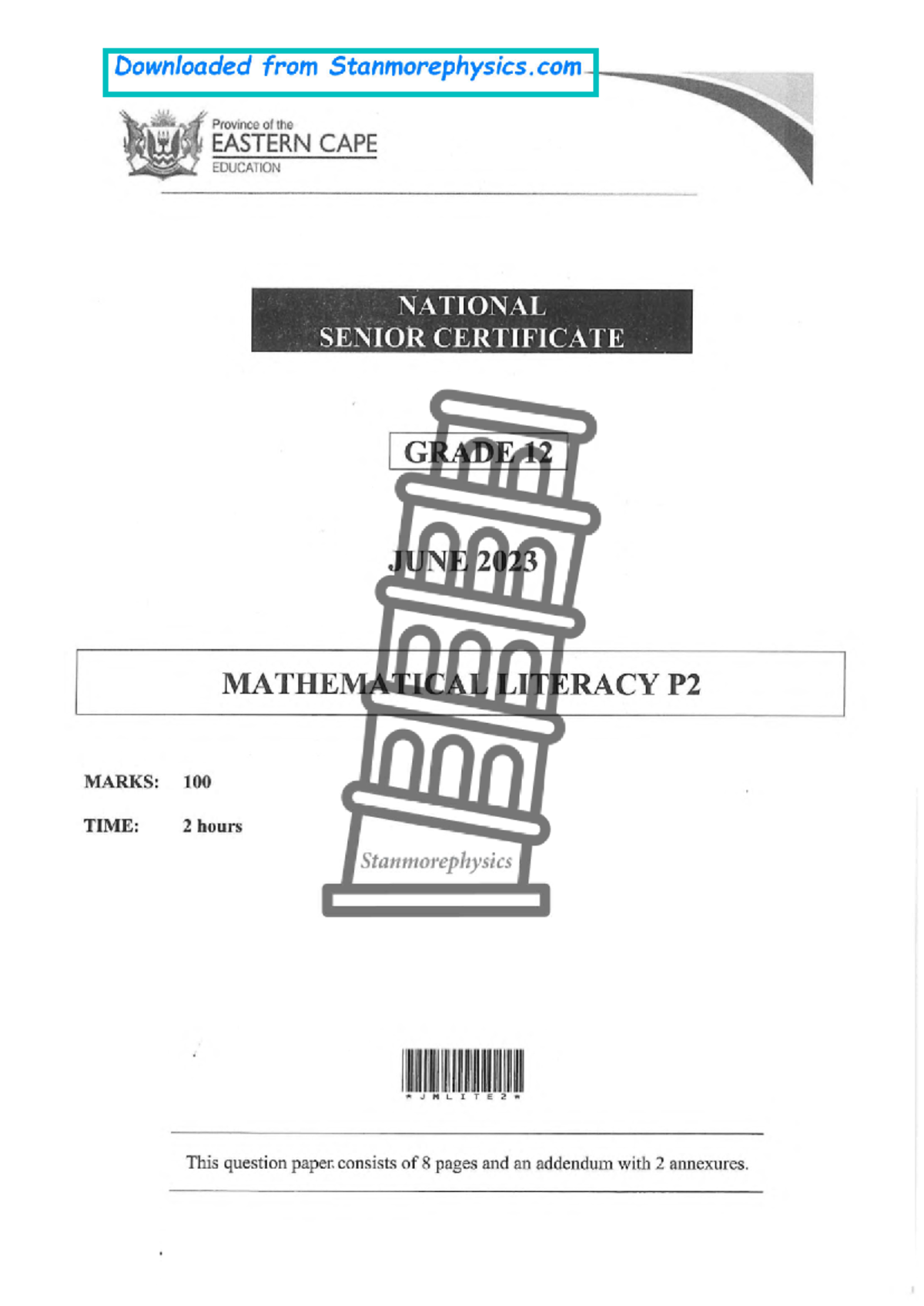 EC Maths Literacy Gr 12 June 2023 Paper 2 & Memo Analysis - Studocu